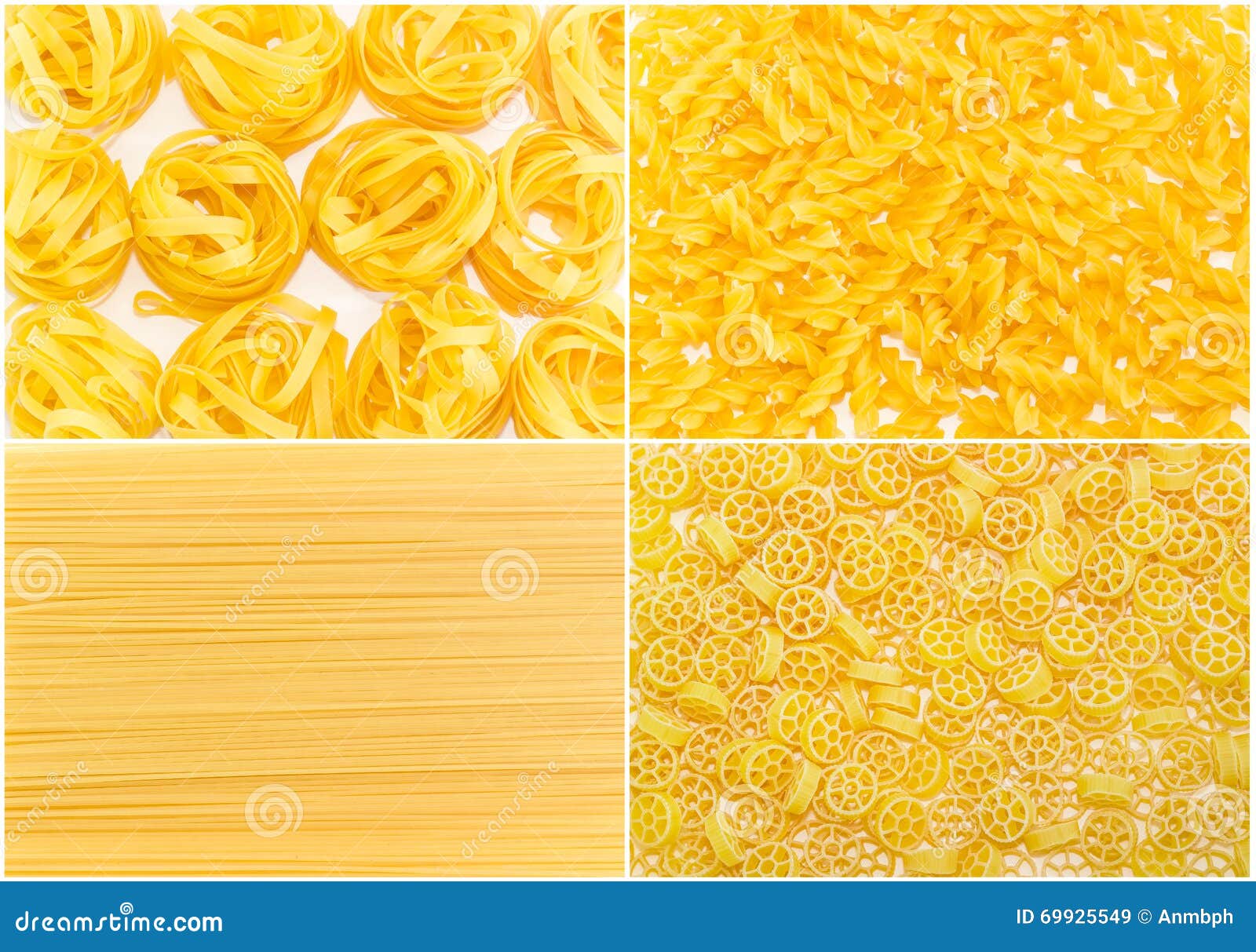 Set of Backgrounds Several Uncooked Pasta Different Varieties Stock ...