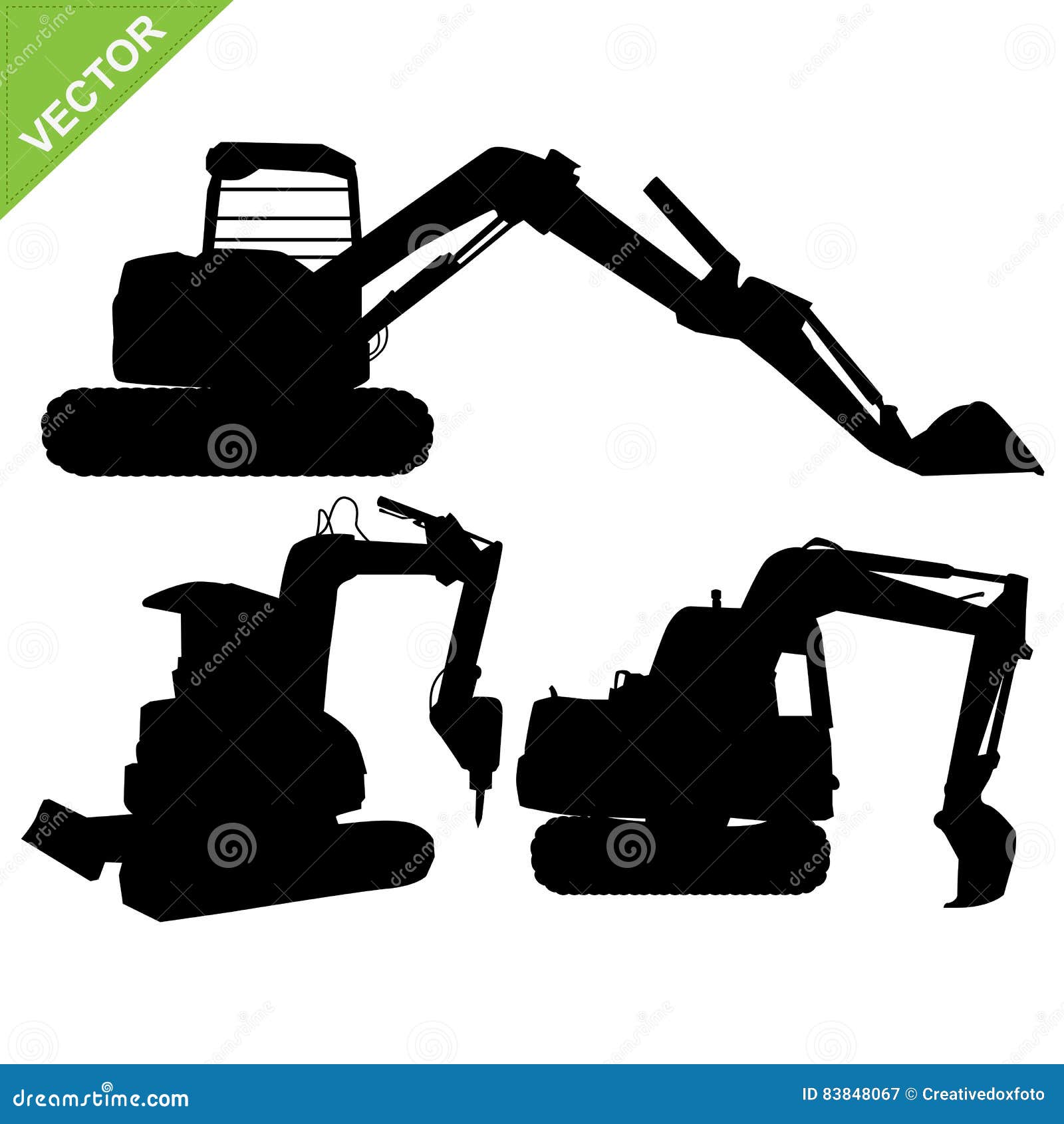 Backhoe silhouette vector stock vector. Illustration of action - 83848067
