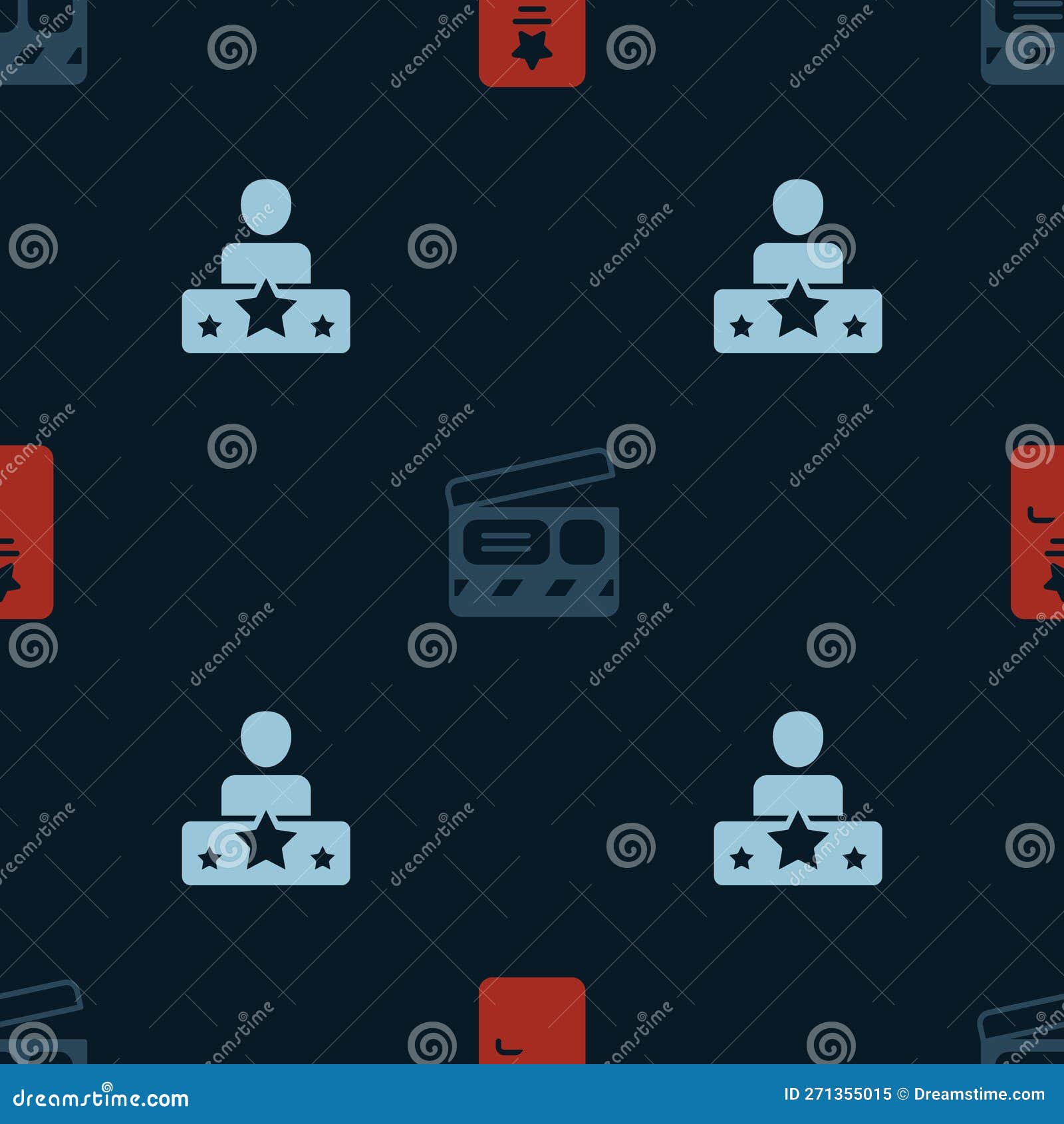 Set Backstage, Movie Clapper and Actor Star on Seamless Pattern. Vector ...