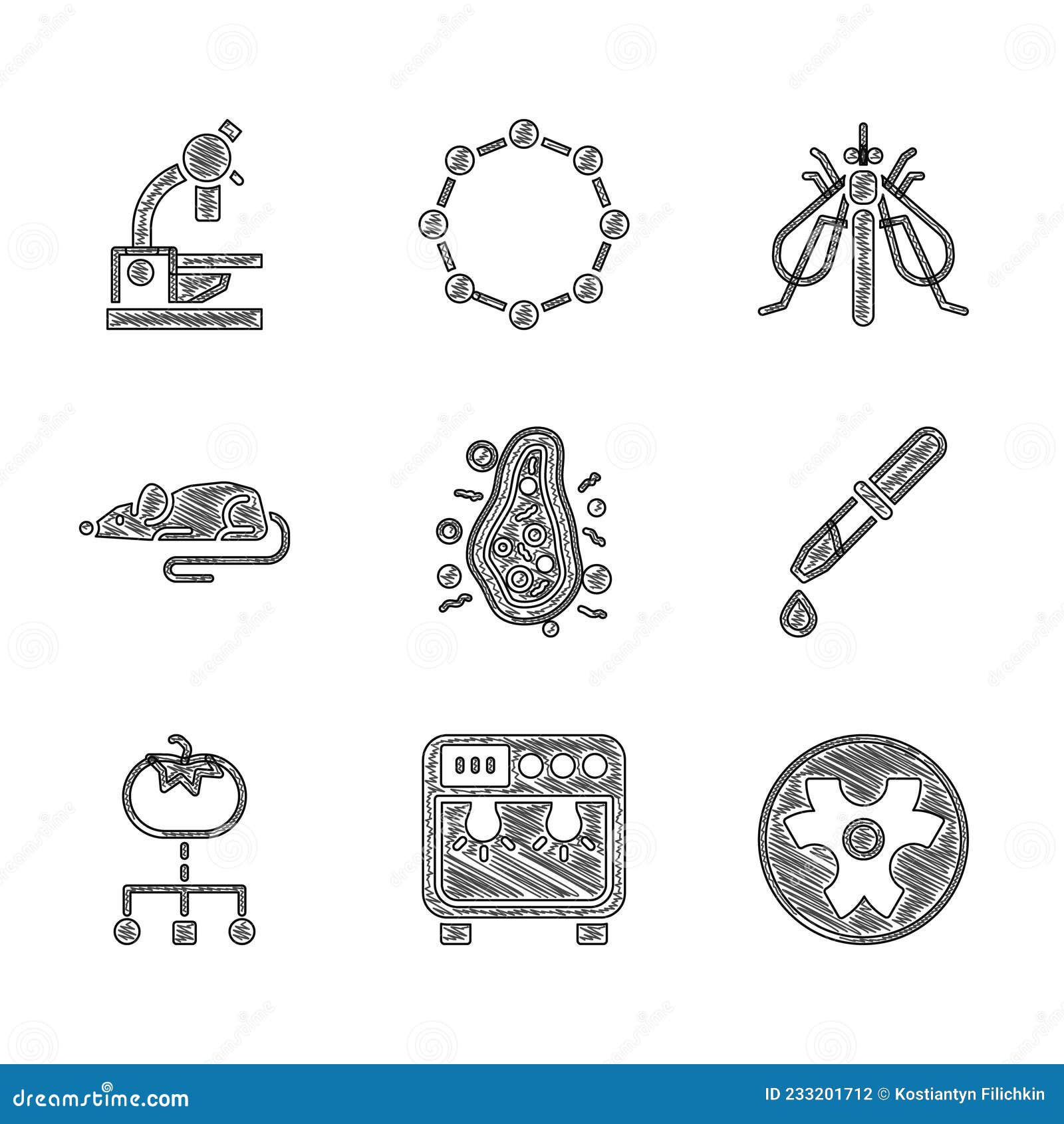 Set Bacteria, Biosafety Box, Biohazard Symbol, Pipette, Genetically ...