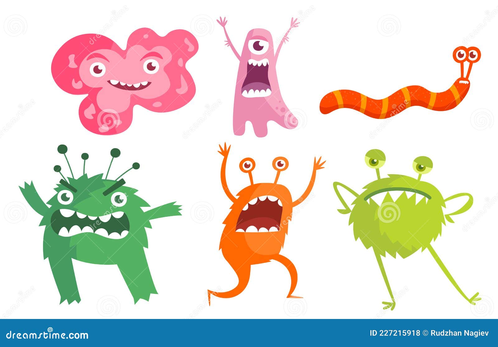 Set of Bacteria, Microbes, Cute Germs and Viruses with Funny Faces on ...
