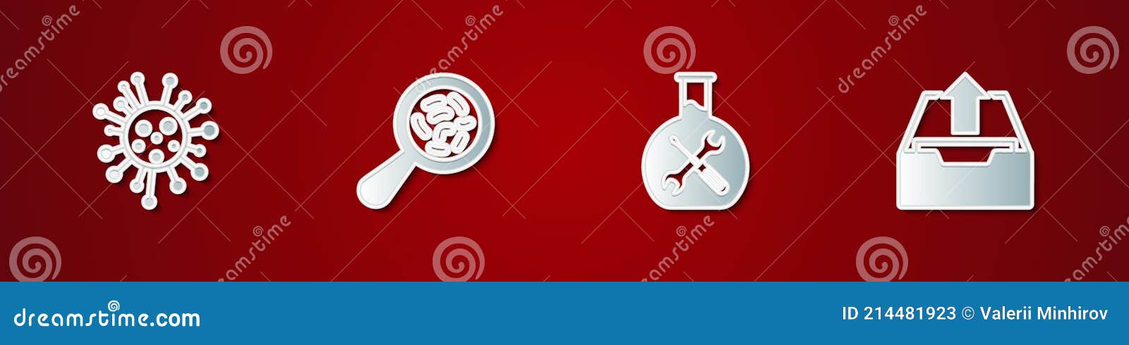 Set Bacteria, Microorganisms Under Magnifier, Bioengineering Service ... Set Bacteria, Microorganisms Under Magnifier, Bioengineering Service ...