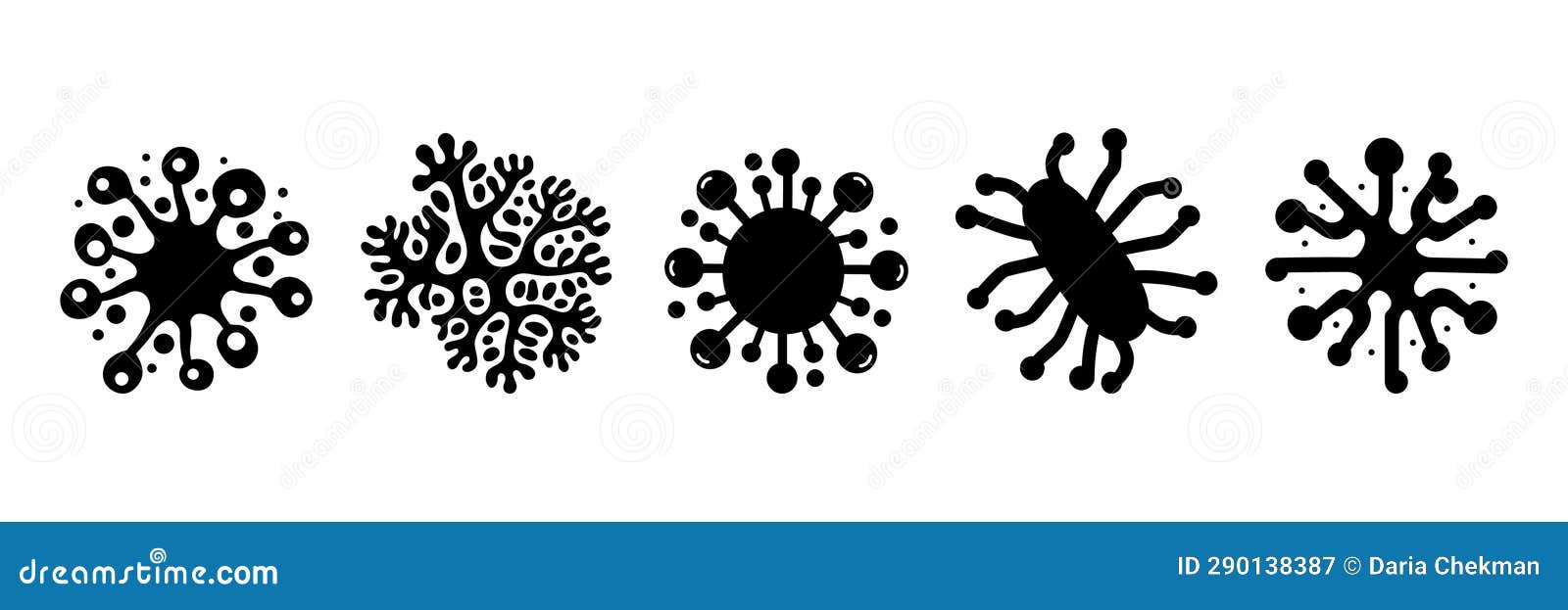 Set of Bacteria, Superbugs and Viruses Icons Isolated Stock Vector ...