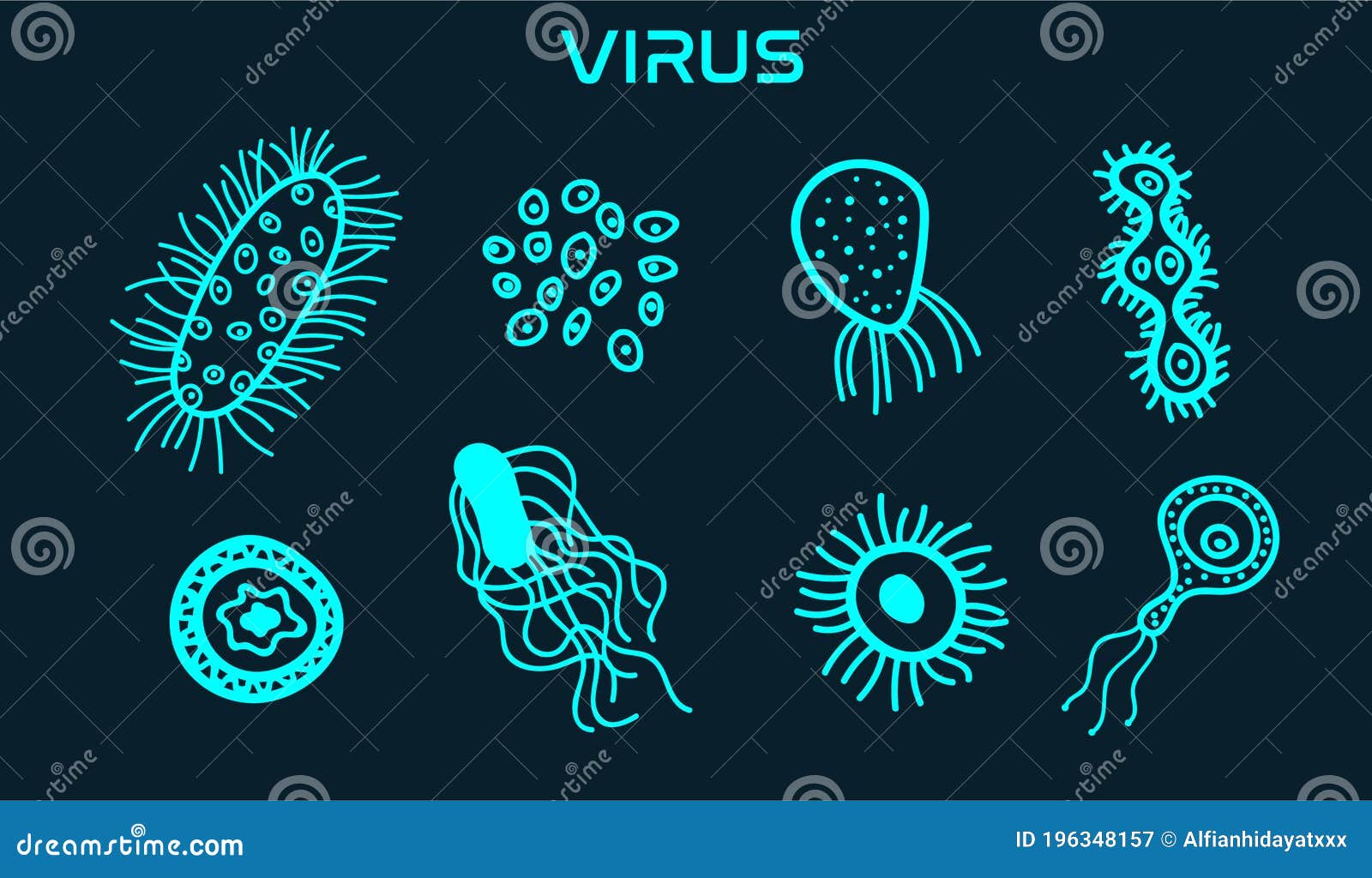 Set of Bacteria and Viruses Icon Using Microscope Stock Vector ...