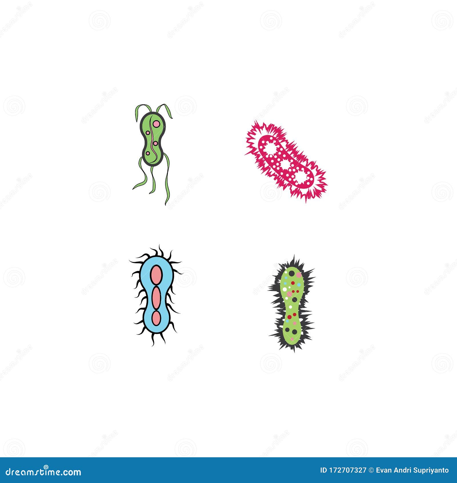 Set Bacterial Logo Template Vector Symbol Stock Vector - Illustration ...