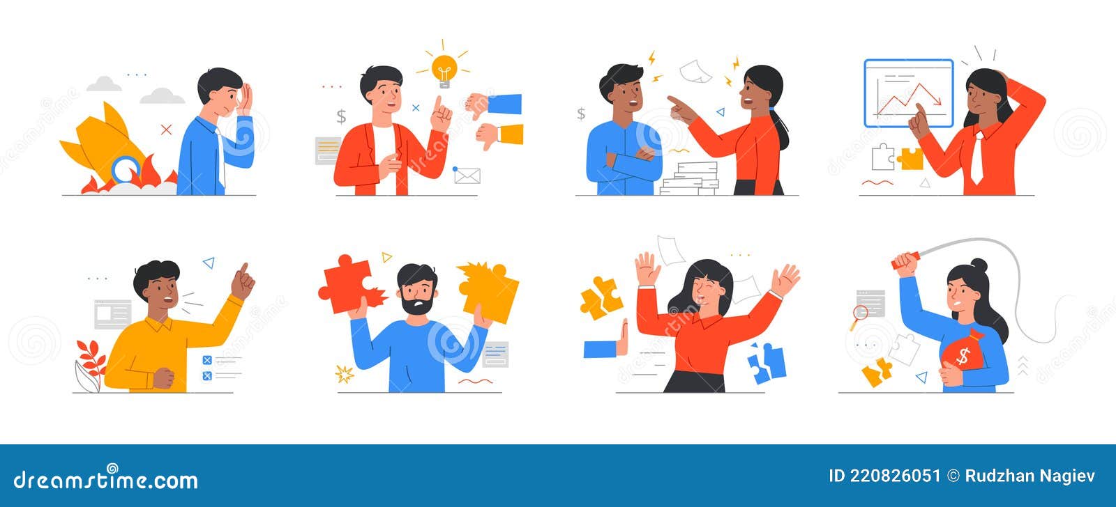 Set of Bad or Failed Team Work Stock Vector - Illustration of ...