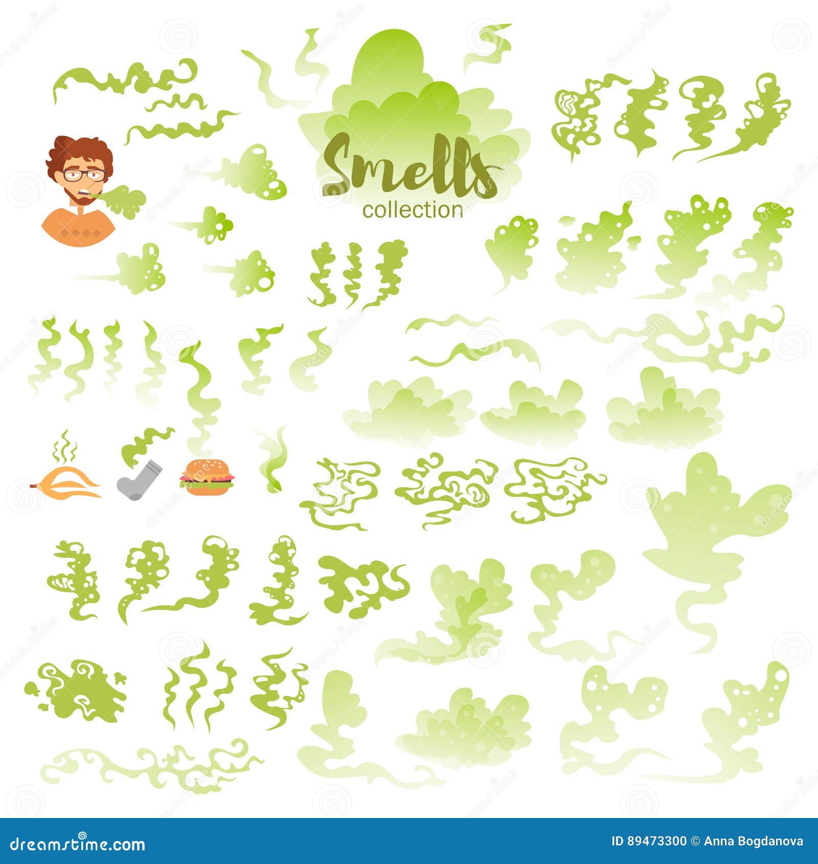 Set with bad smells stock vector. Illustration of perfume - 89473300