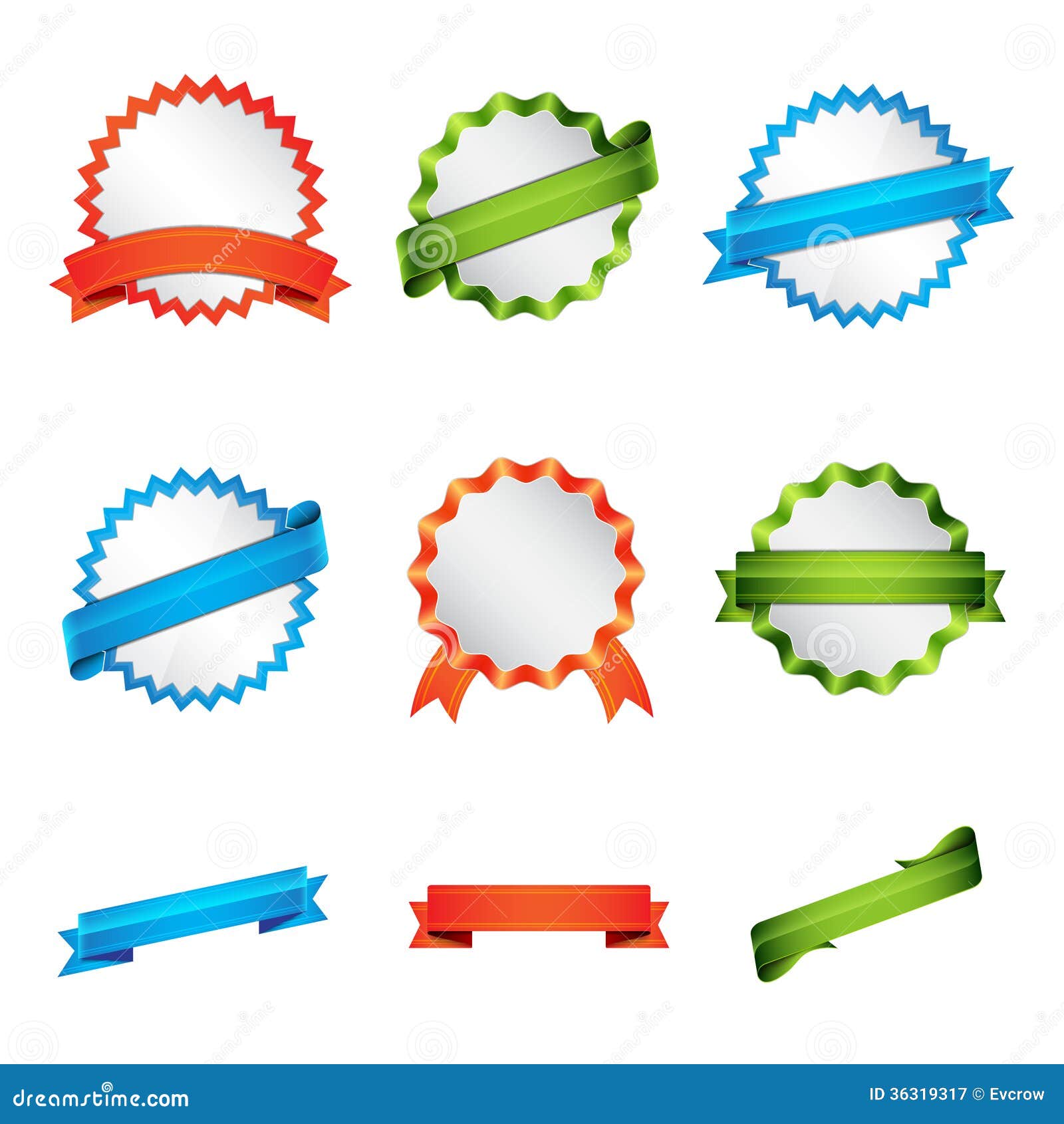 Set of badge and ribbon stock vector. Illustration of circle - 36319317