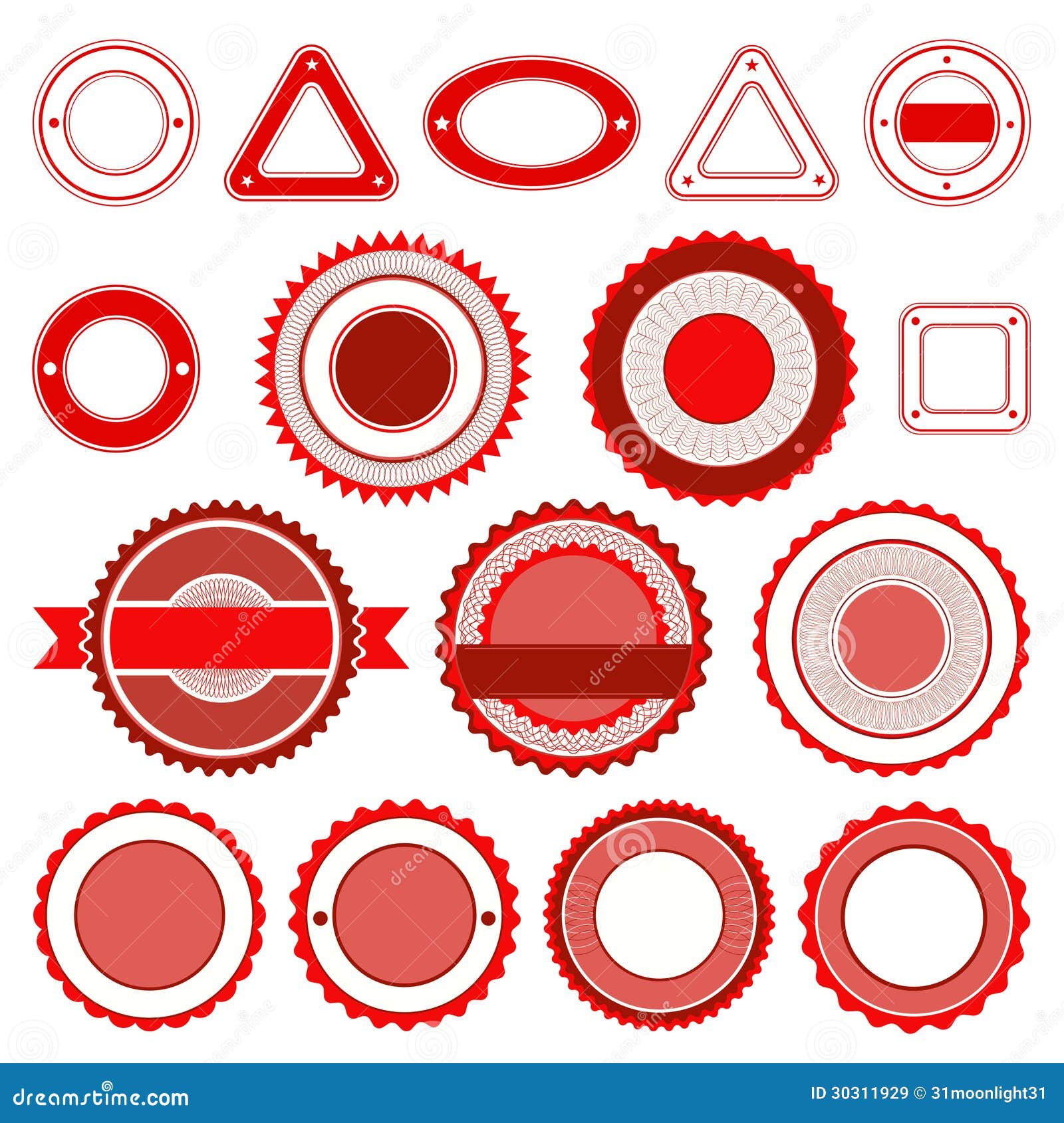 Set of Badges, Labels and Stickers without Text in Red Stock Vector ...