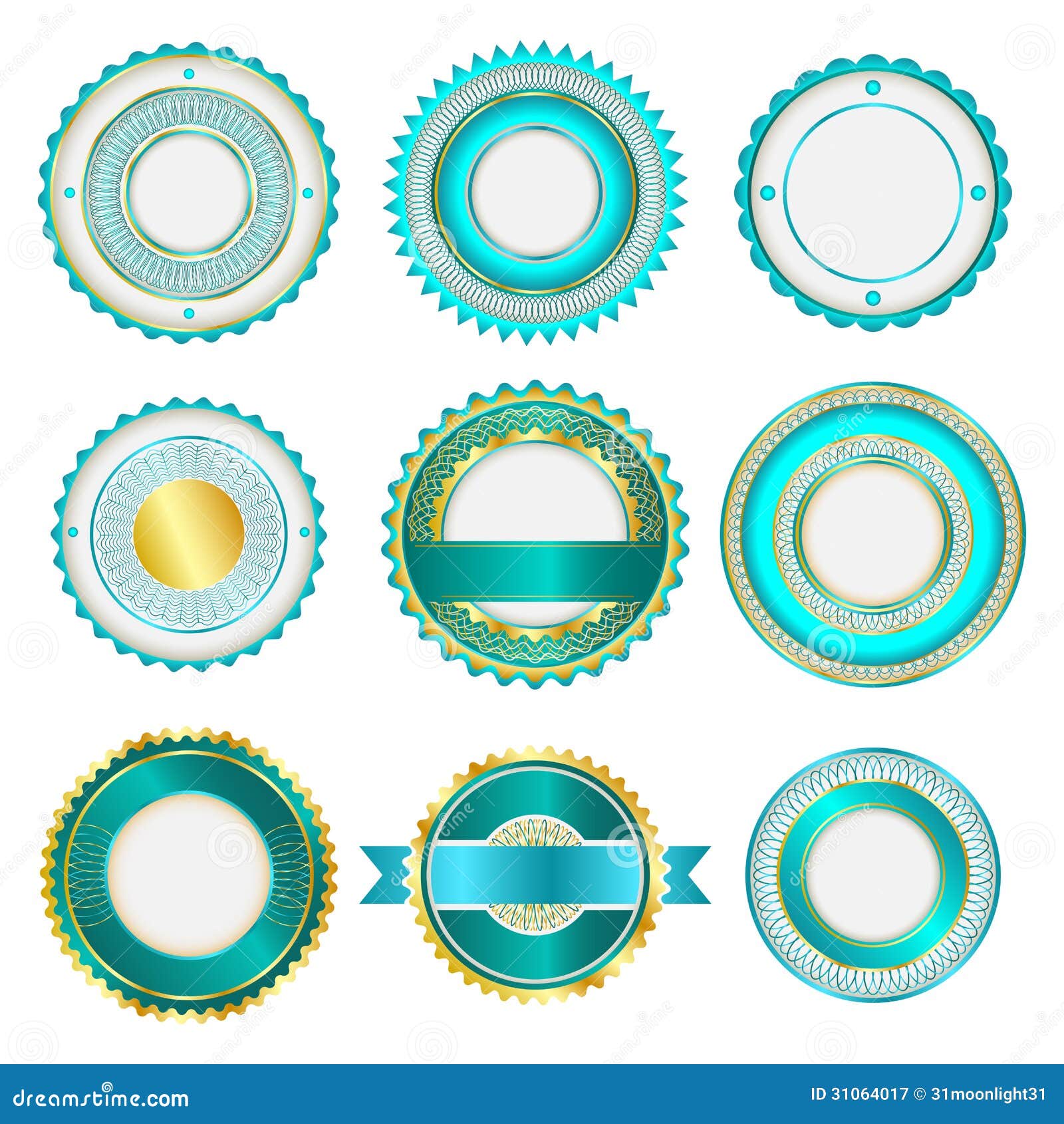 Set of Badges, Labels and Stickers without Text in Turquoise Stock ...