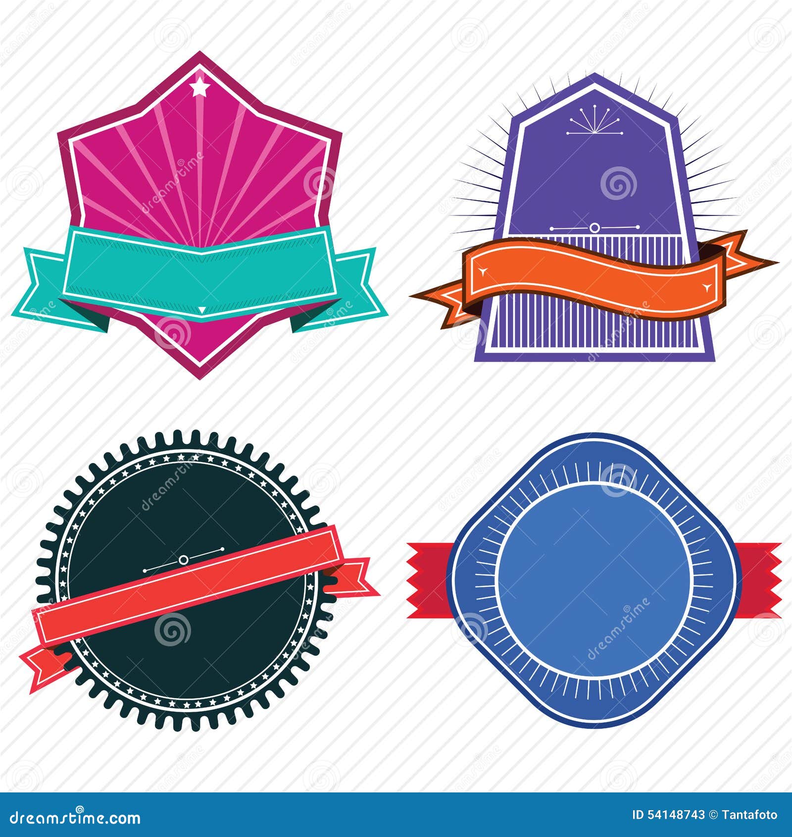 Set of Badges Ribbons and Labels Set 6 Stock Vector - Illustration of ...
