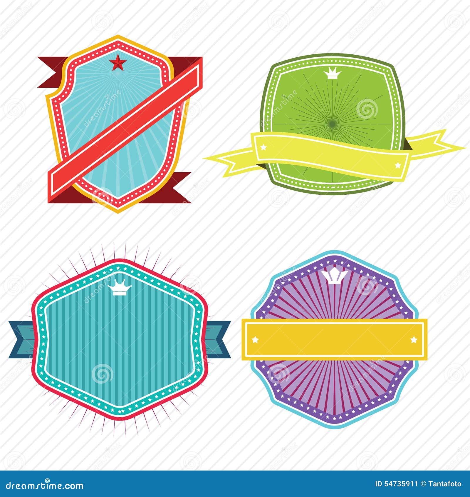 Set of Badges Ribbons and Labels Set 14 Stock Vector - Illustration of ...