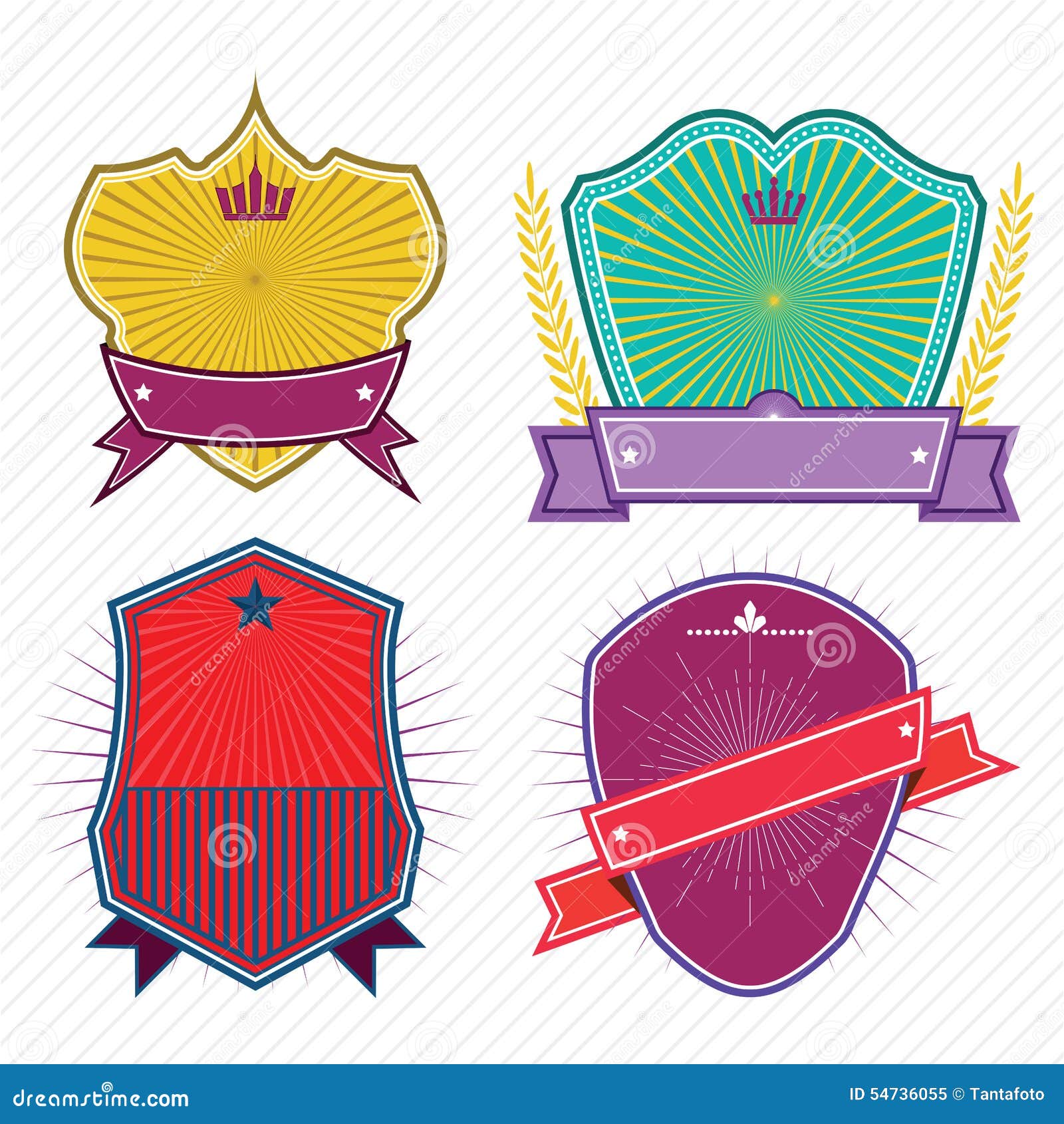 Set of Badges Ribbons and Labels Set 18 Stock Vector - Illustration of ...