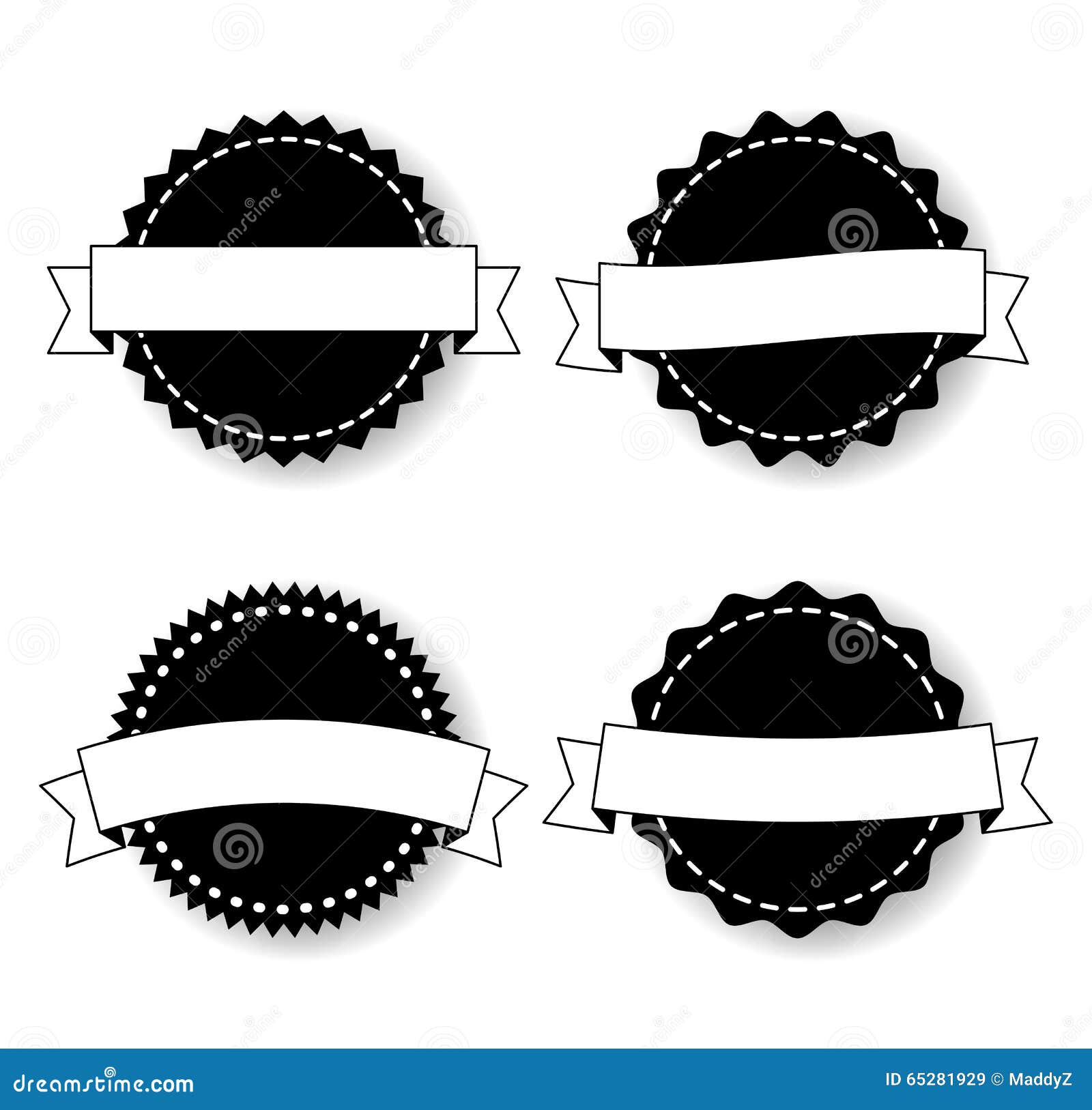Set of the Badges Templates with Ribbons Stock Vector - Illustration of ...
