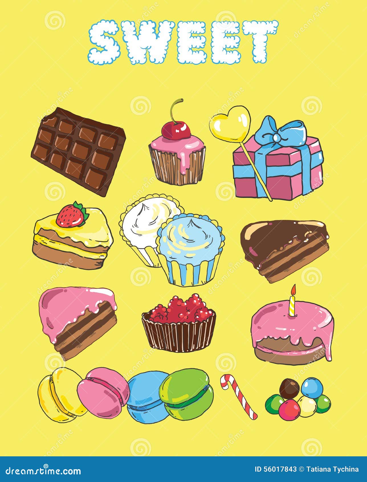 Set With Bake And Sweets Cartoon Vector | CartoonDealer.com #56657445