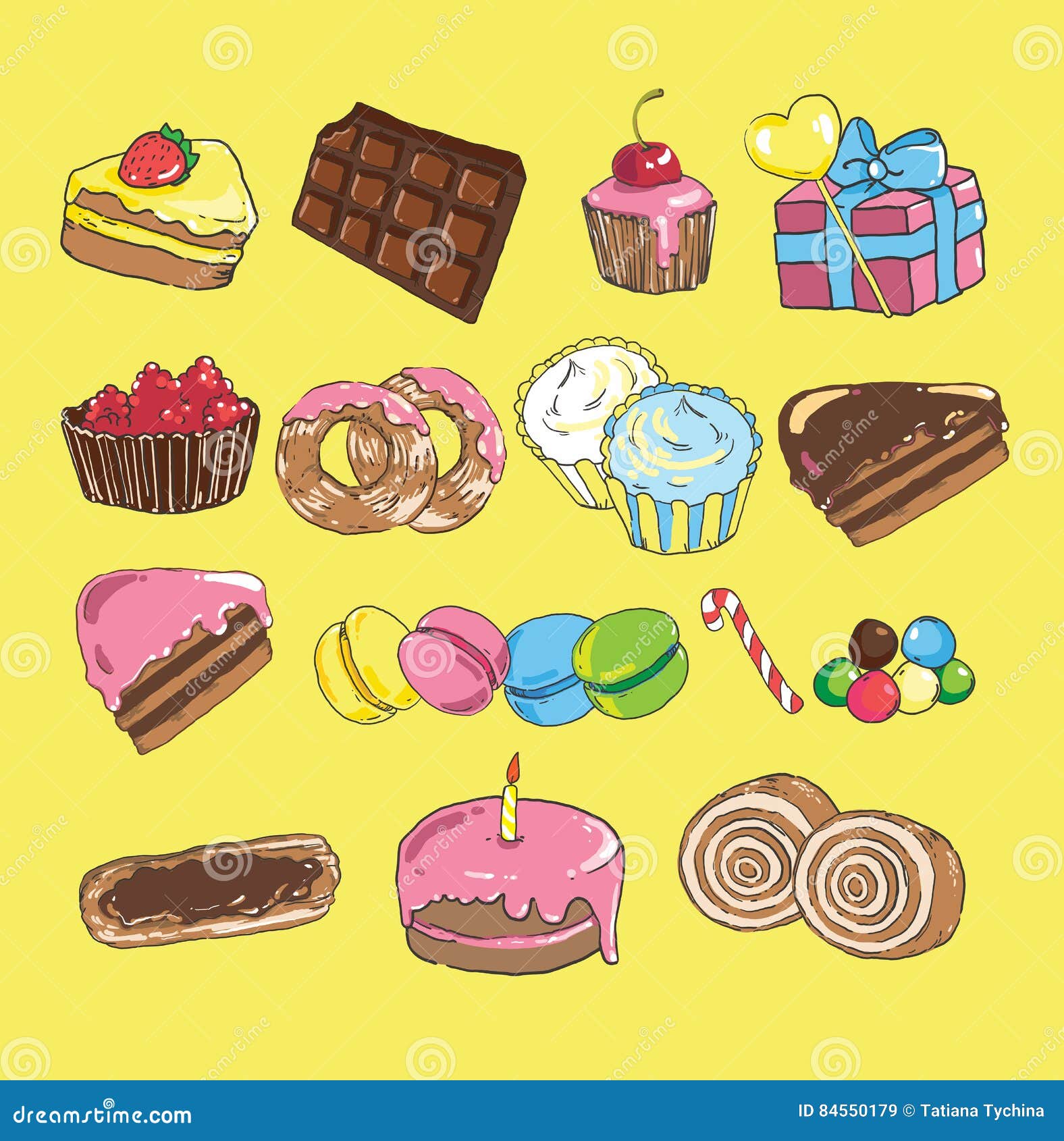 Set With Bake And Sweets Cartoon Vector | CartoonDealer.com #56657445