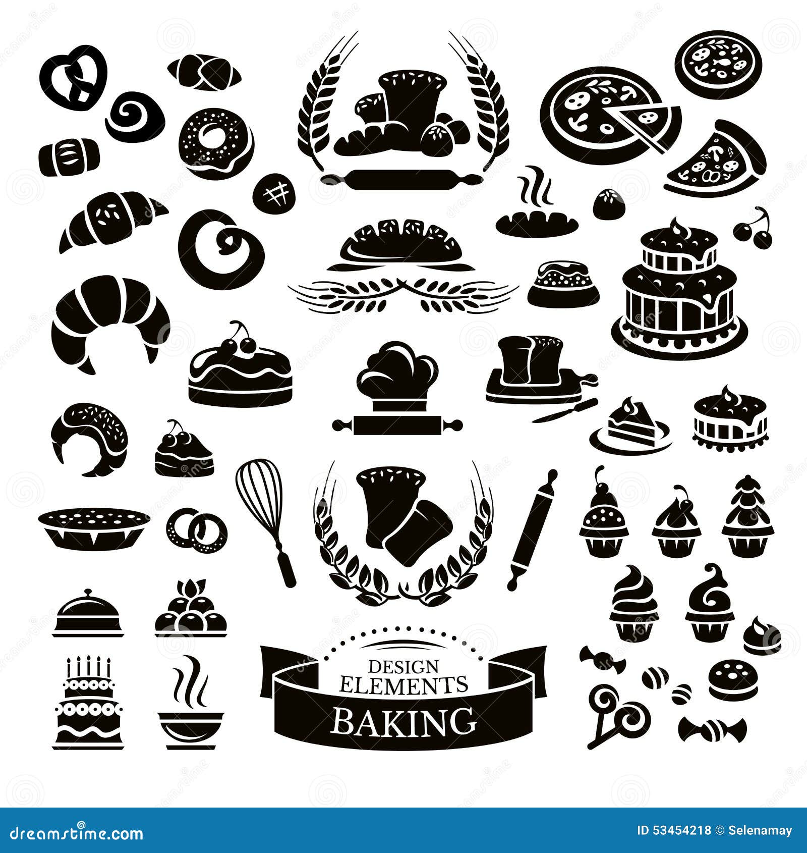 Set of Bakery Design Elements and Icons Stock Vector - Illustration of ...