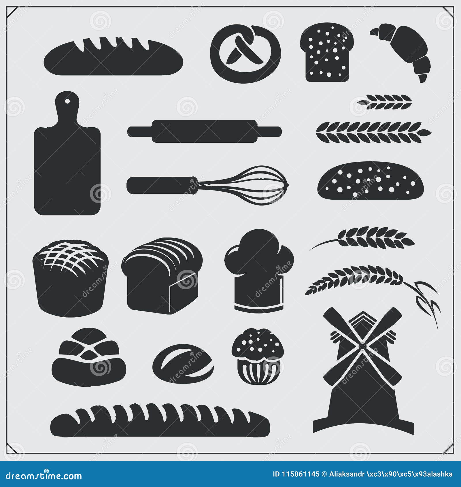Set of Bakery Icons, Emblems and Design Elements. Stock Vector ...