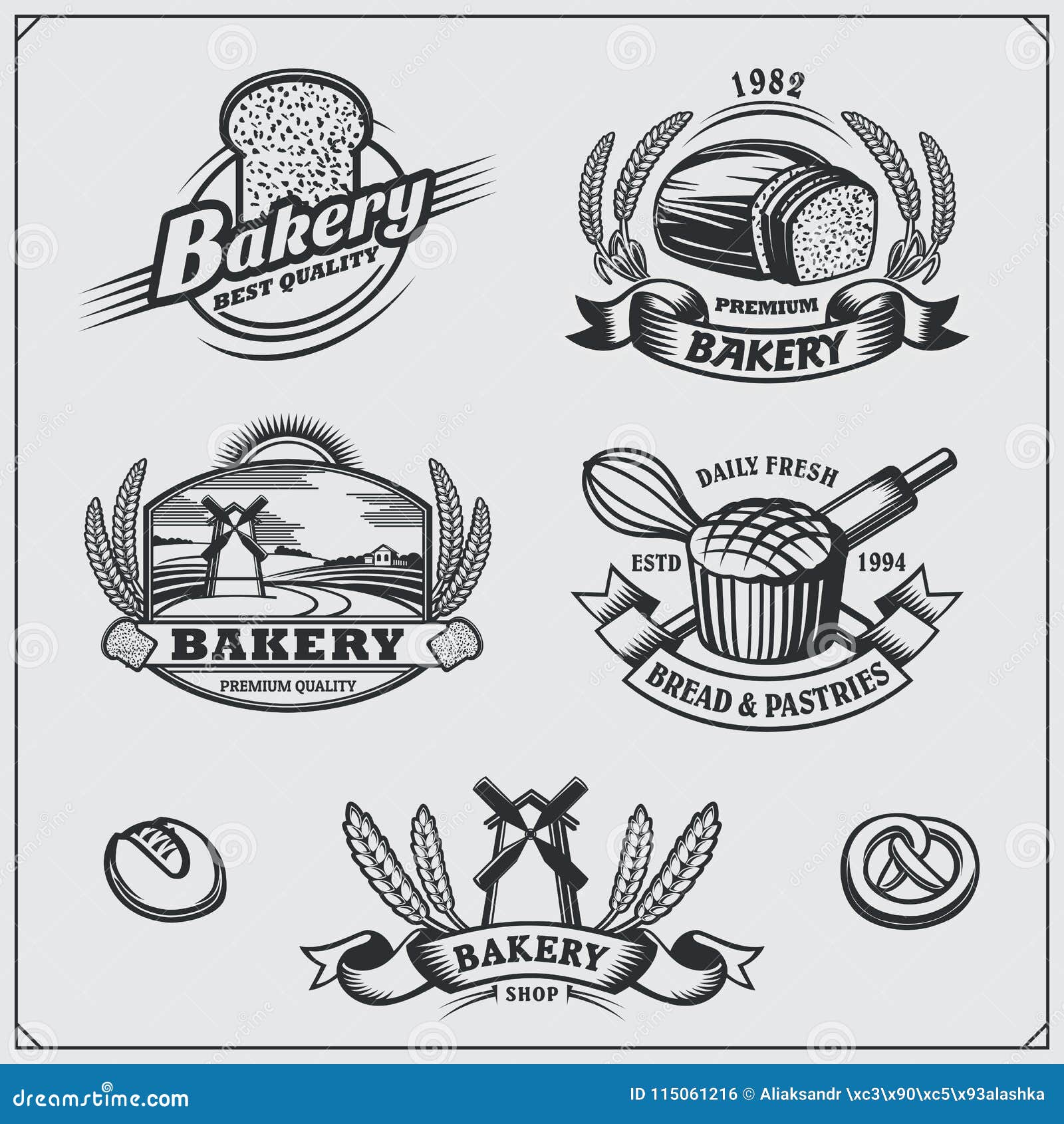 Set of Bakery Labels, Badges, Emblems and Design Elements. Stock Vector ...