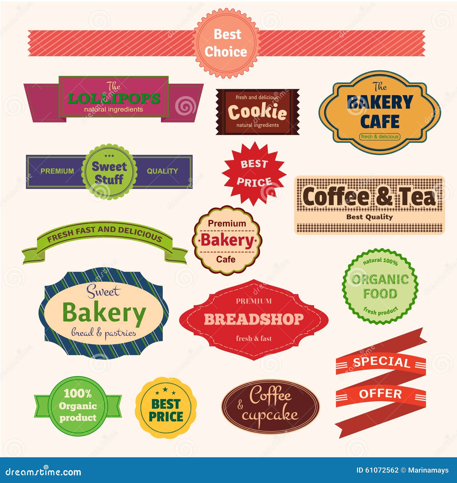 Set of Bakery Labels, Ribbons and Cards for Your Design Stock Vector ...