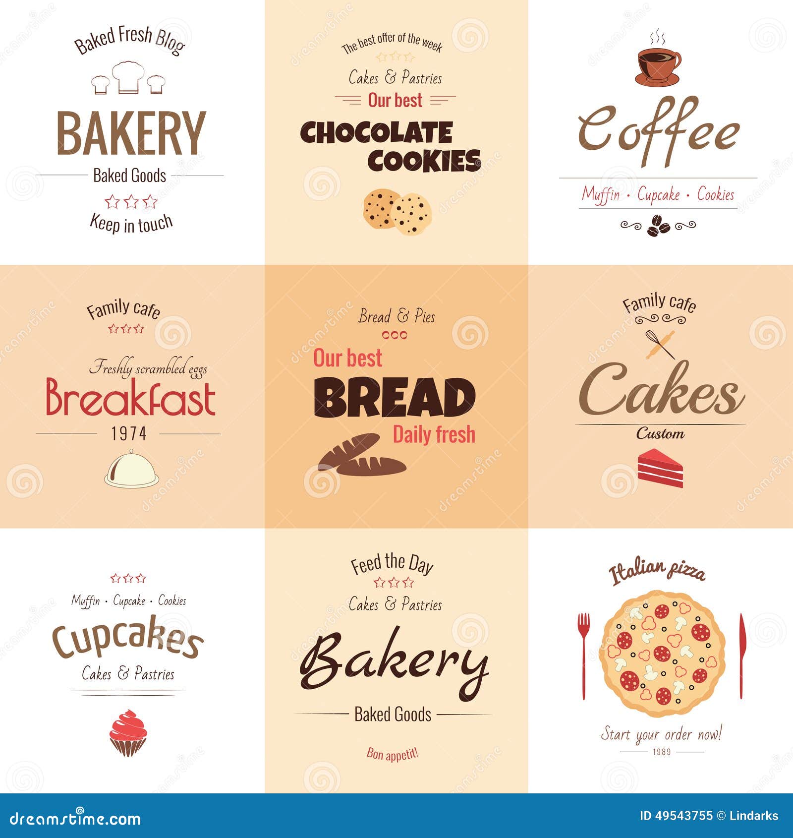 Set of 9 bakery labels stock vector. Illustration of labels - 49543755