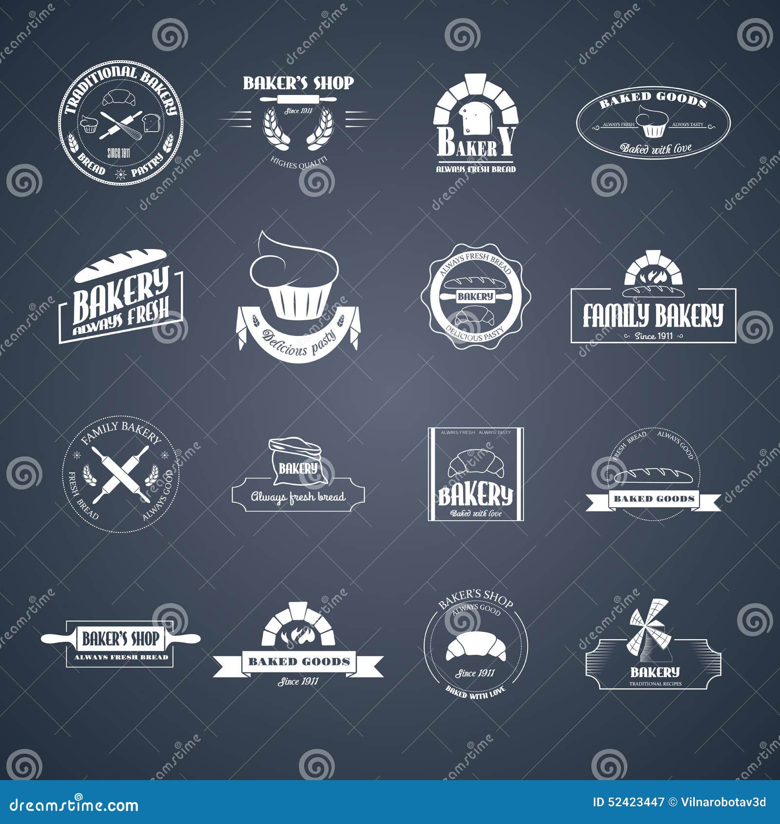 Set of bakery logos. stock vector. Illustration of emblem - 52423447