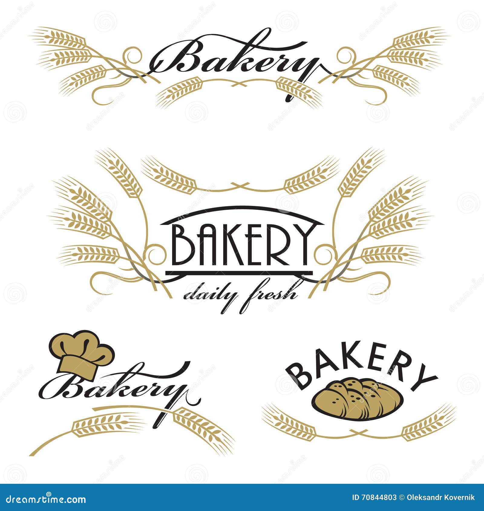 Set of Bakery Product Logos Stock Vector - Illustration of breakfast ...