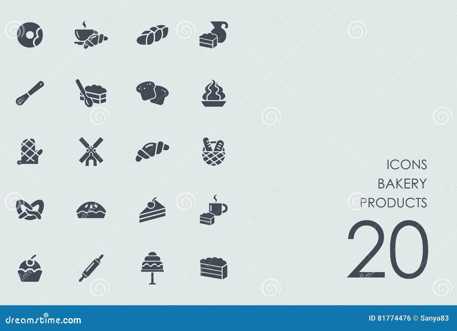 Set of Bakery Products Icons Stock Vector - Illustration of diversity ...