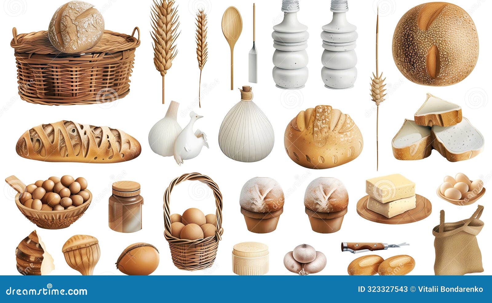 Set of Bakery Products Isolated on Transparent Background. Stock Image ...