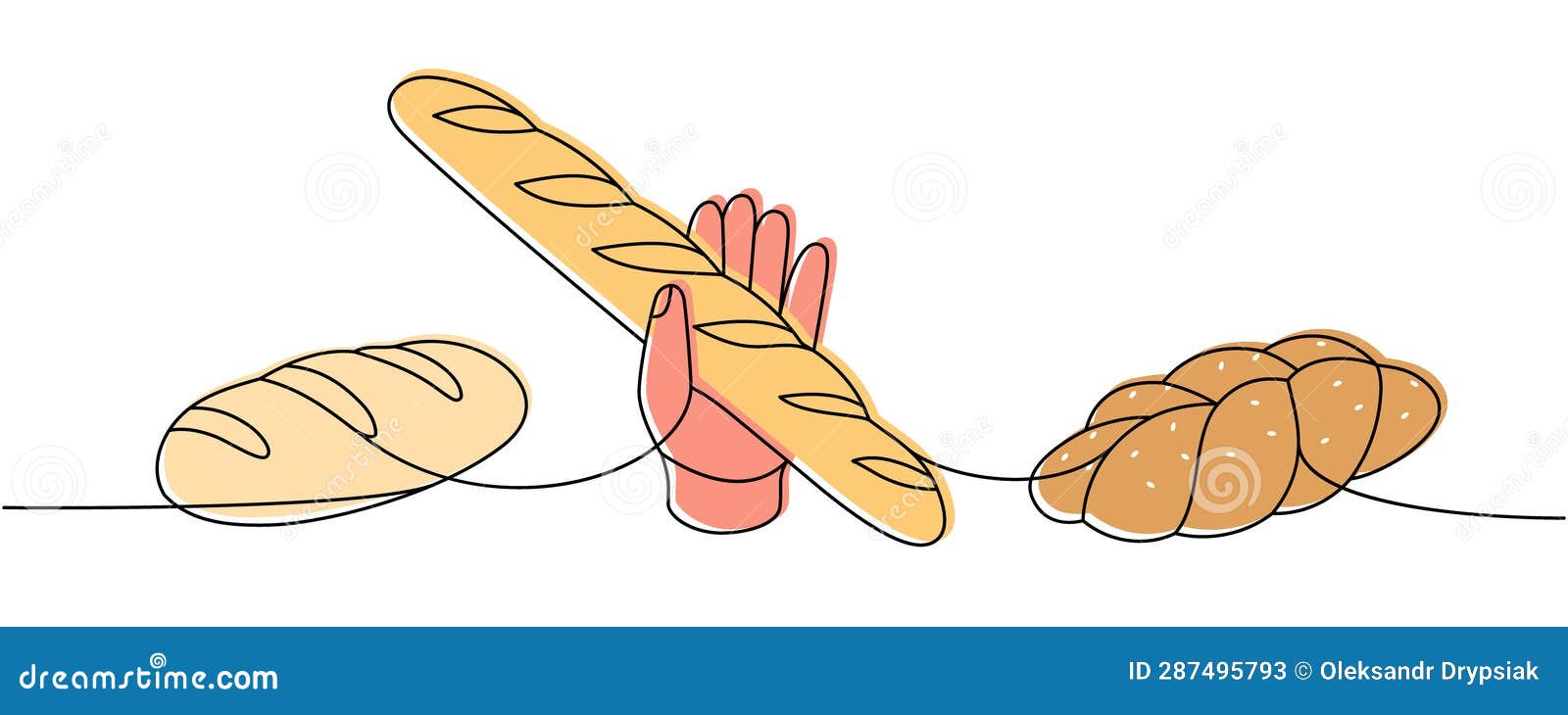 Challah, Braided Bread One Line Continuous Drawing. Bakery Pastry ...