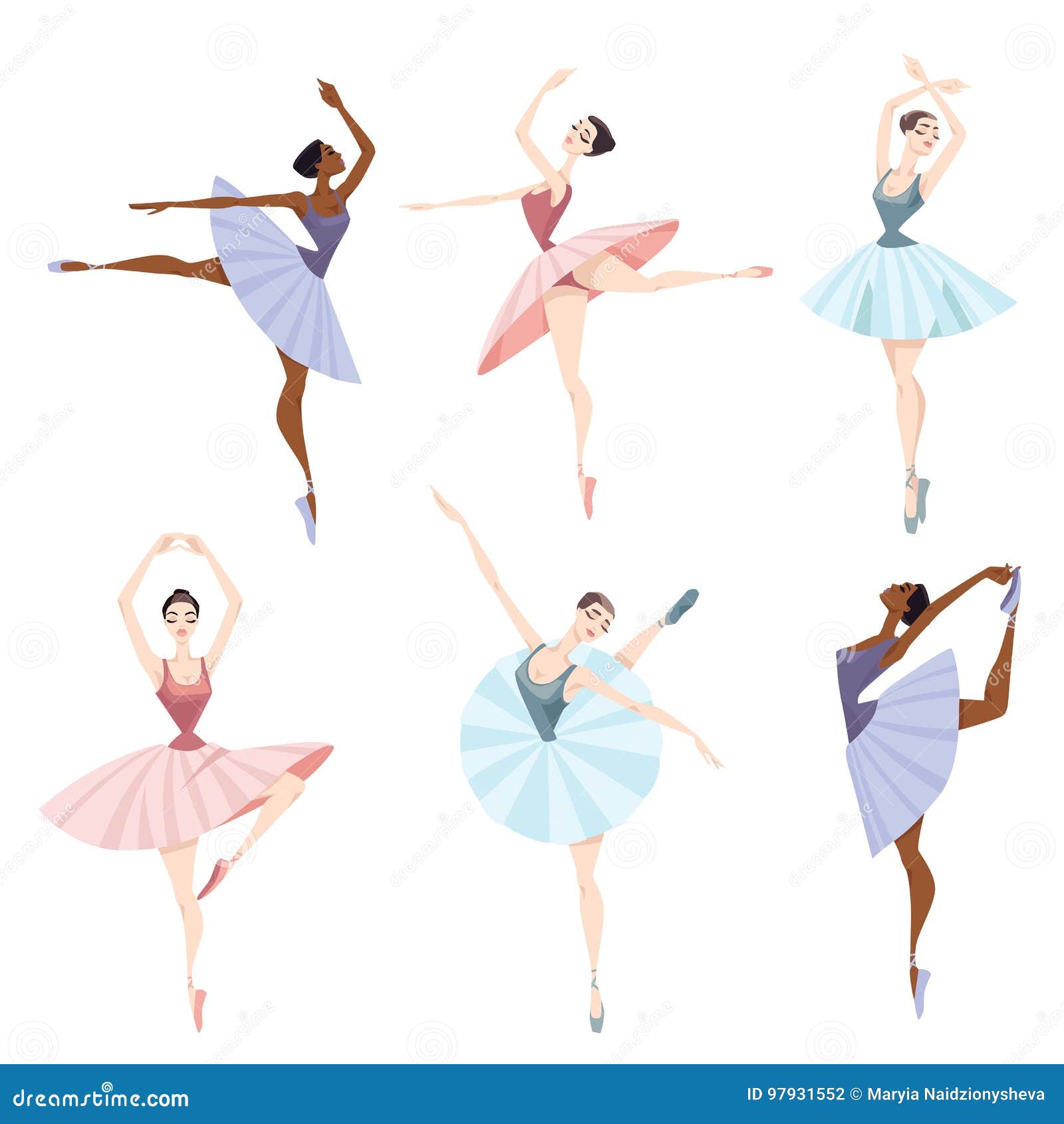 Set of ballet dancers. stock vector. Illustration of dance - 97931552
