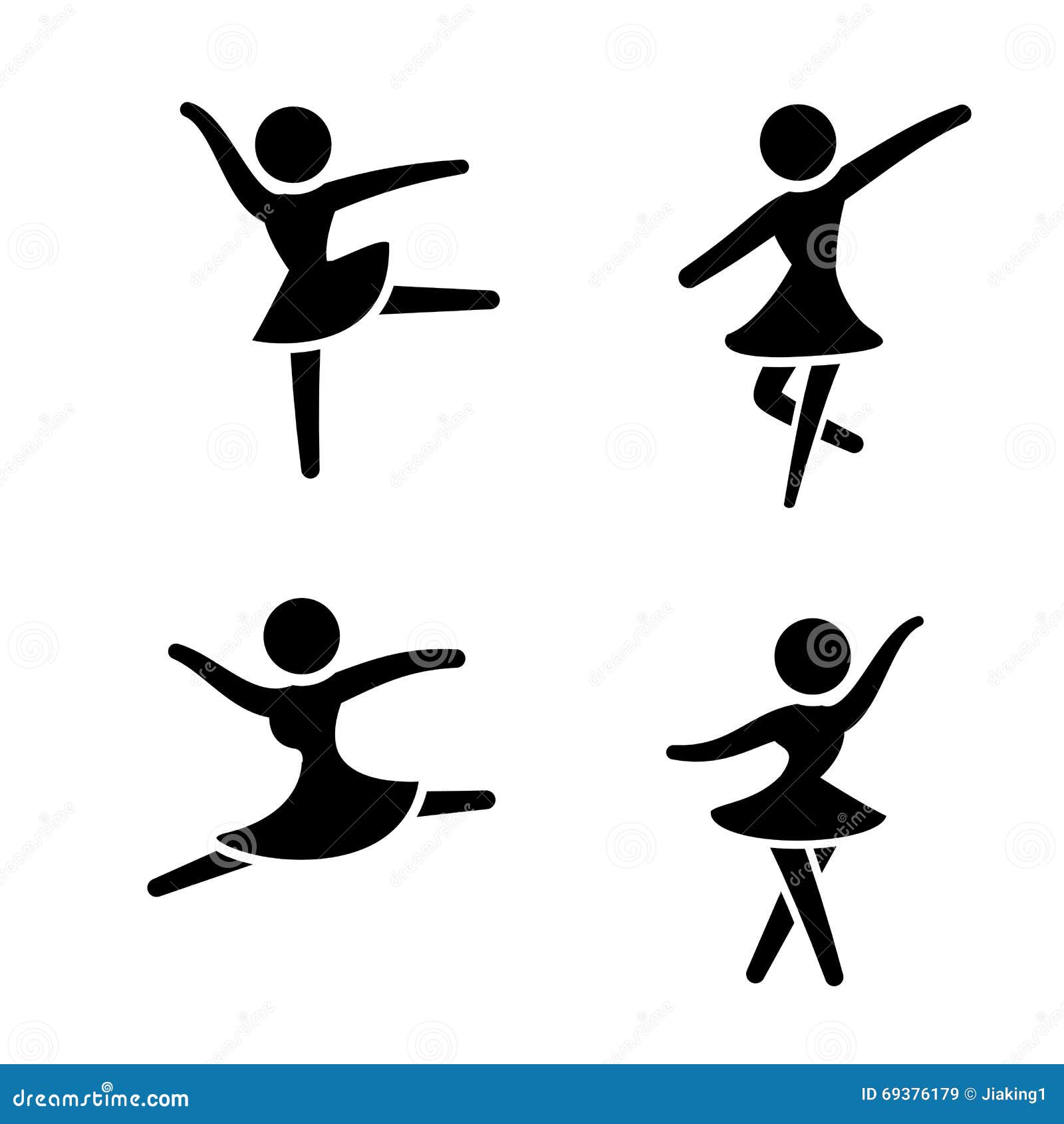 Ballet Icons Of Dancers In Position And Performance Vector Illustration ...