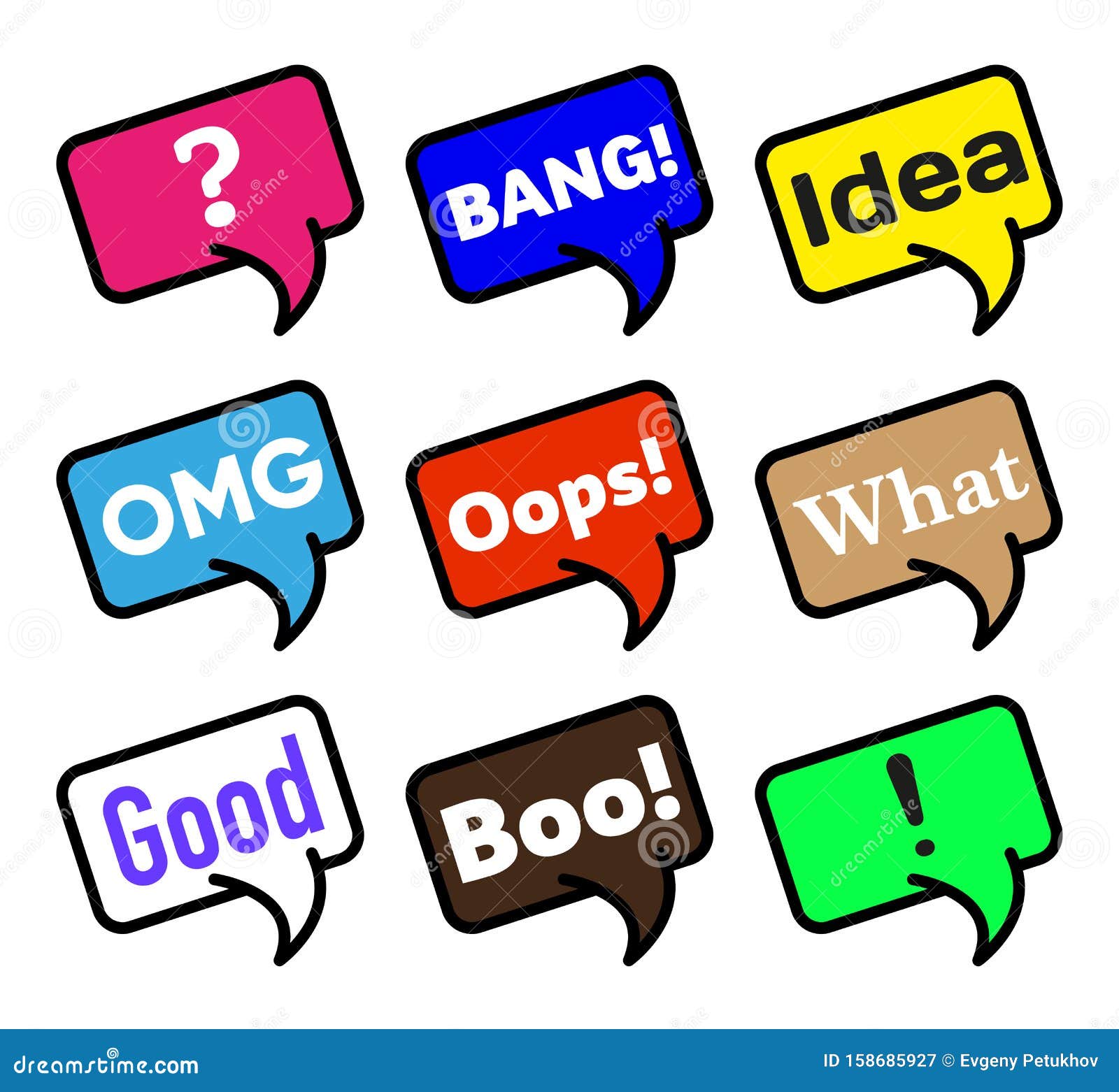 Set of Balloon Speech Bubbles with Messages, Vector Stock Vector ...