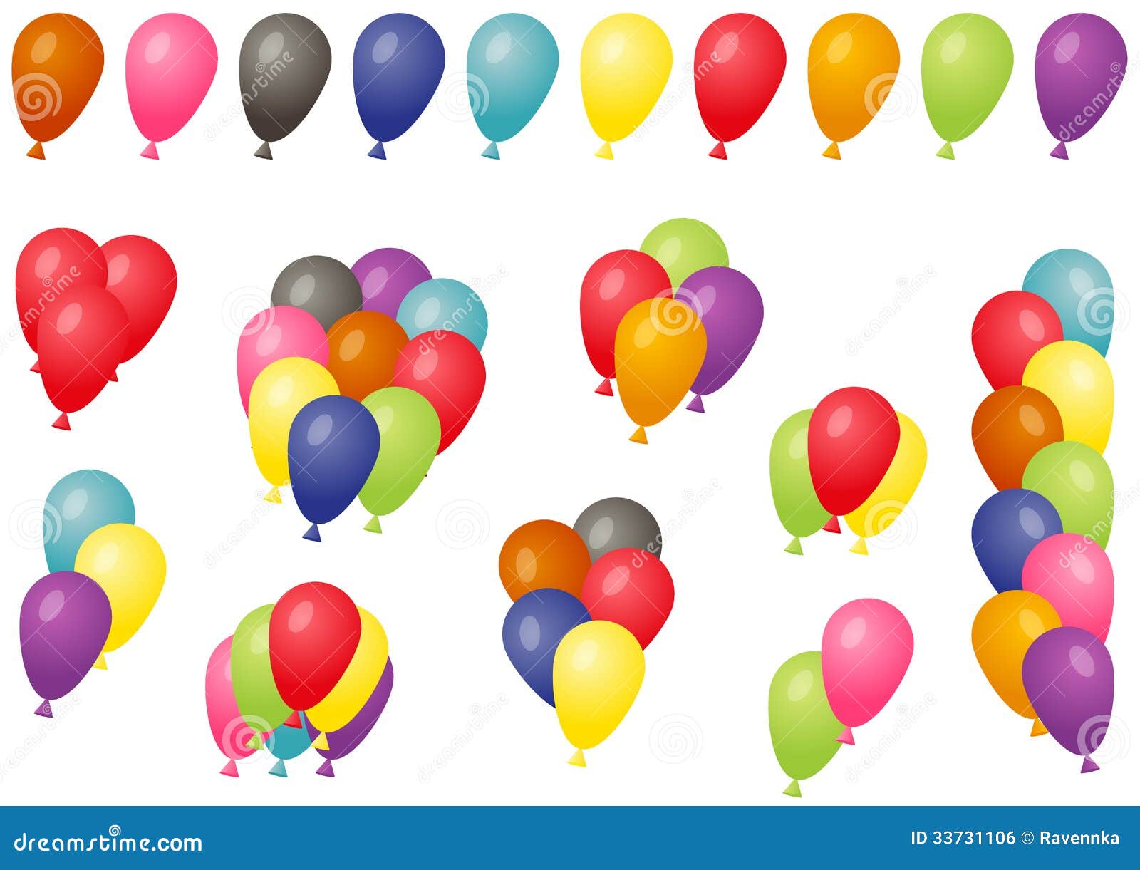 Set of balloons stock vector. Illustration of round, balloon - 33731106