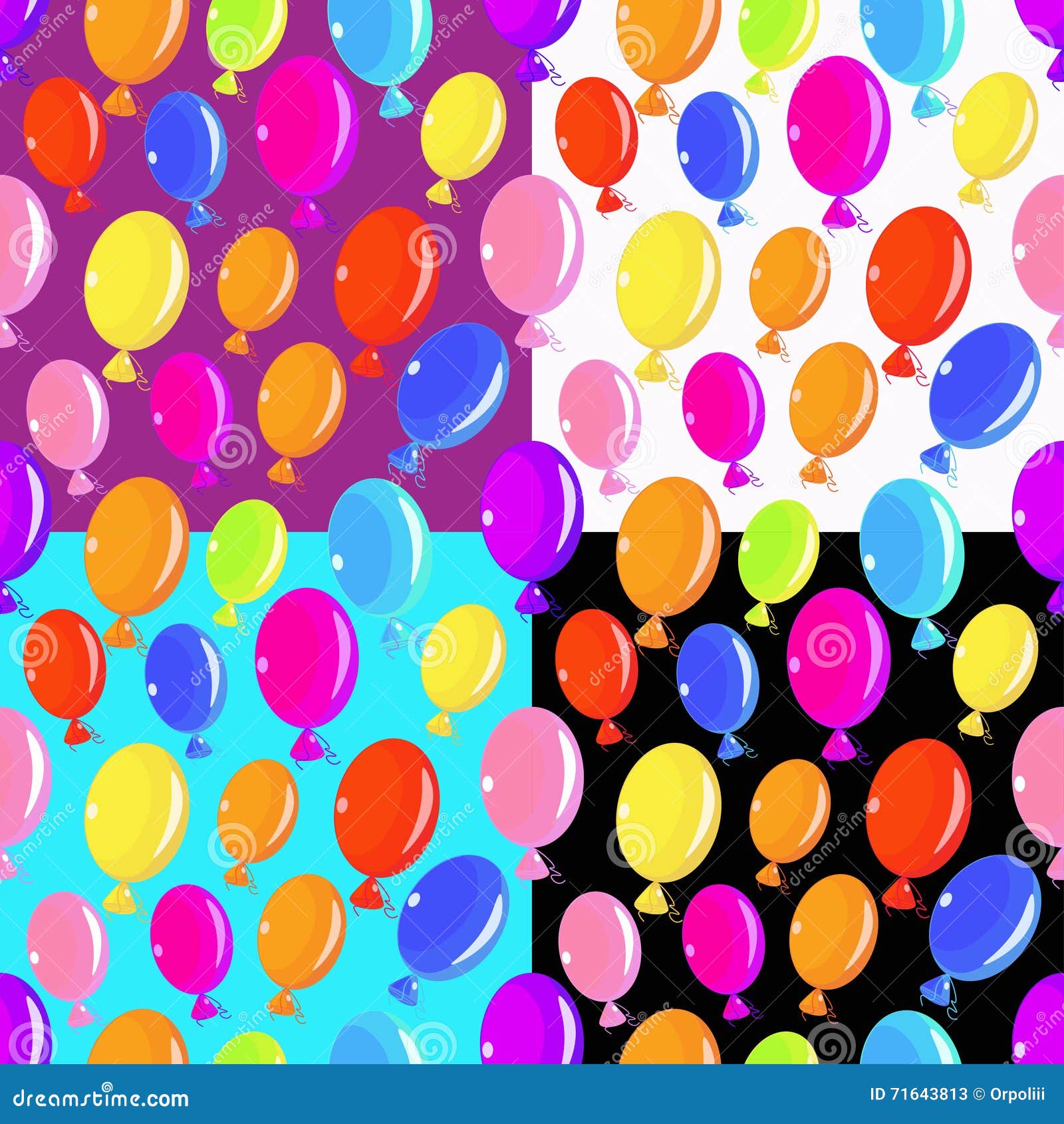 Set Balloons Seamless Pattern Bright. Vector Illustration Stock Vector ...