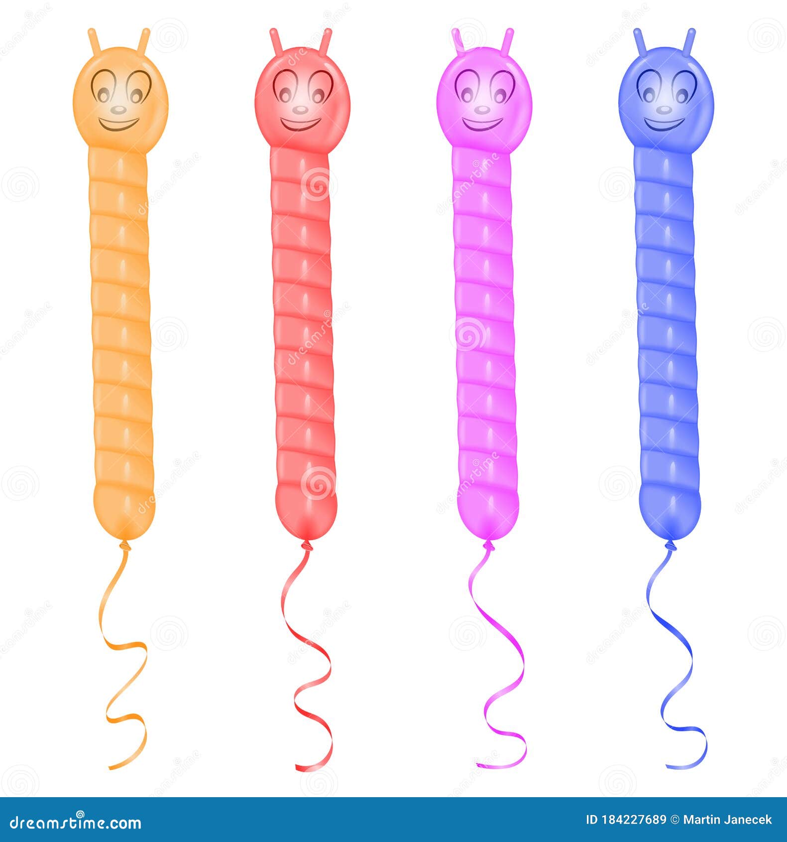 Set of balloons worm stock illustration. Illustration of ribbon - 184227689