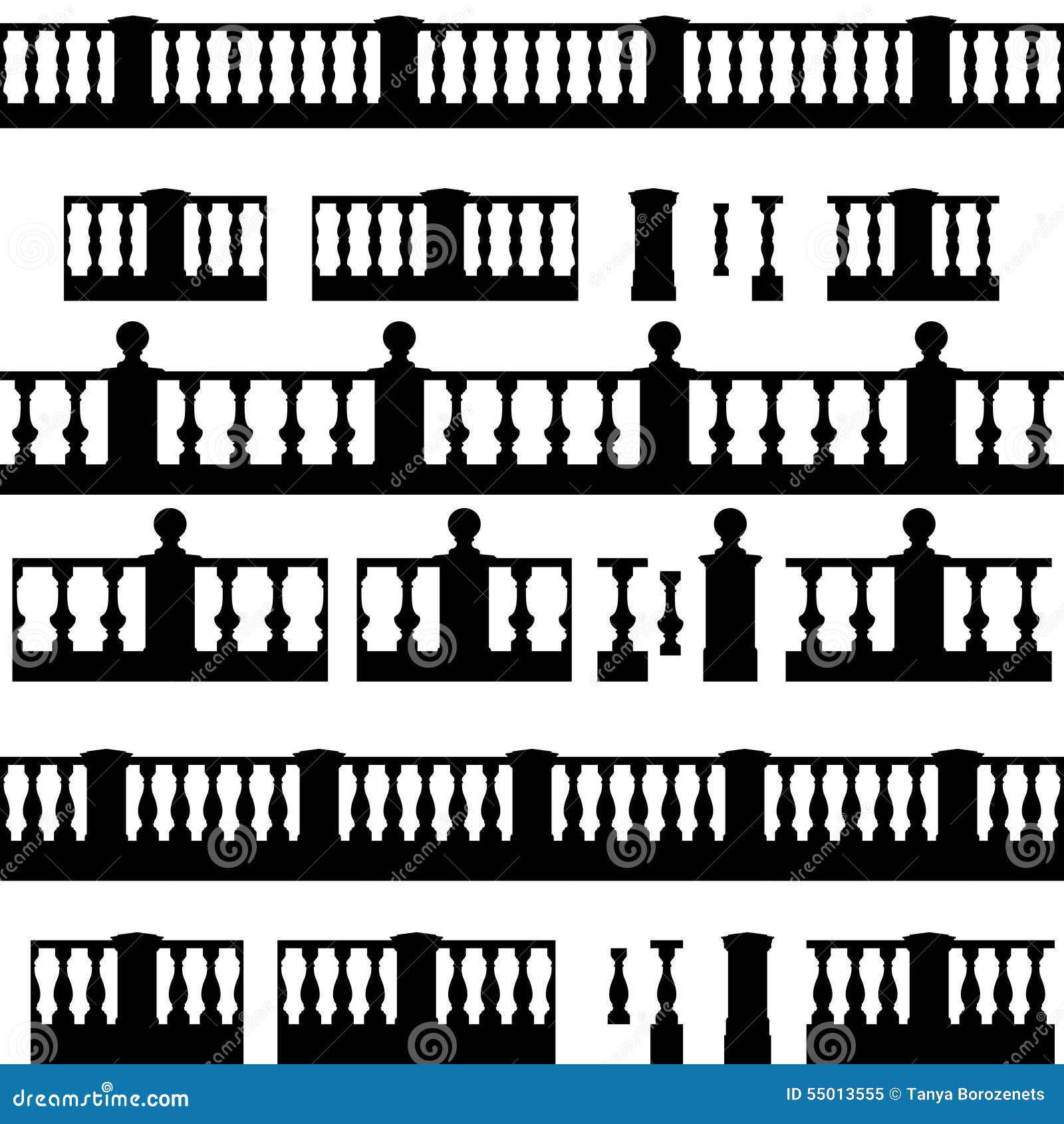 Set of balustrade elements stock vector. Illustration of greek - 55013555