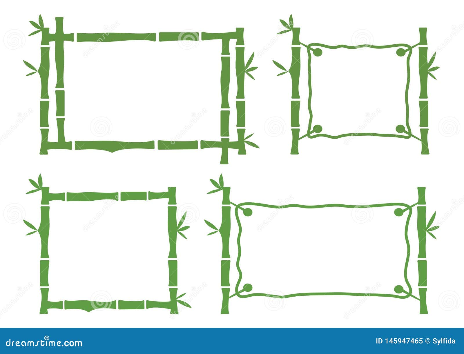Set Bamboo Frame Template for Tropical Signboard. Green Frame. Vector ...