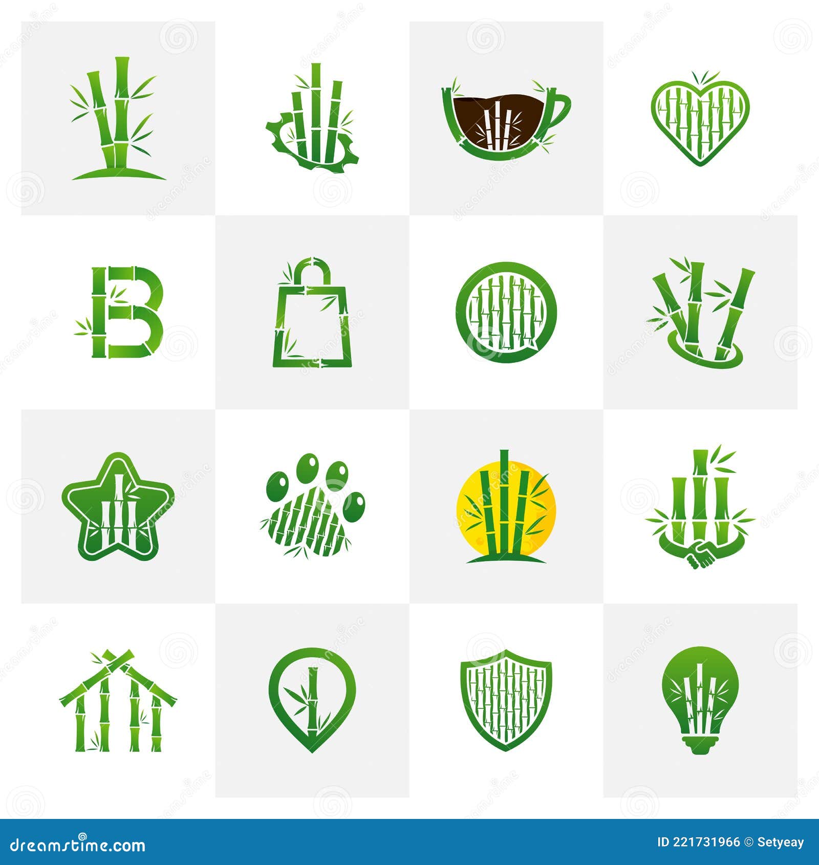 Set Of Bamboo Logo Vector Template Creative Bamboo Logo Design