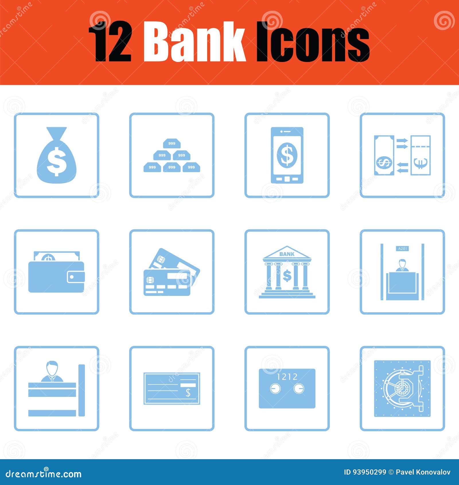 Set of bank icons stock vector. Illustration of cash - 93950299