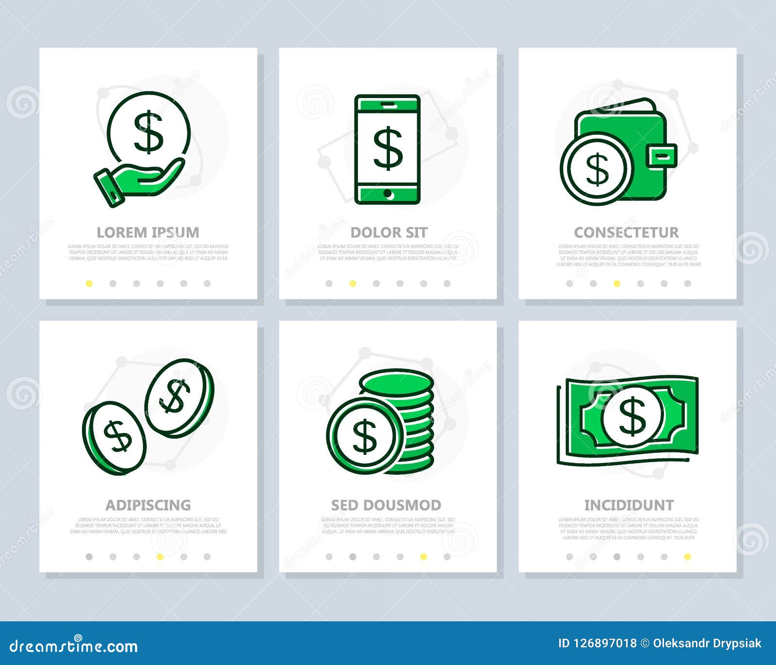 Set of Bank and Money Colored Elements for Multipurpose A4 Presentation ...