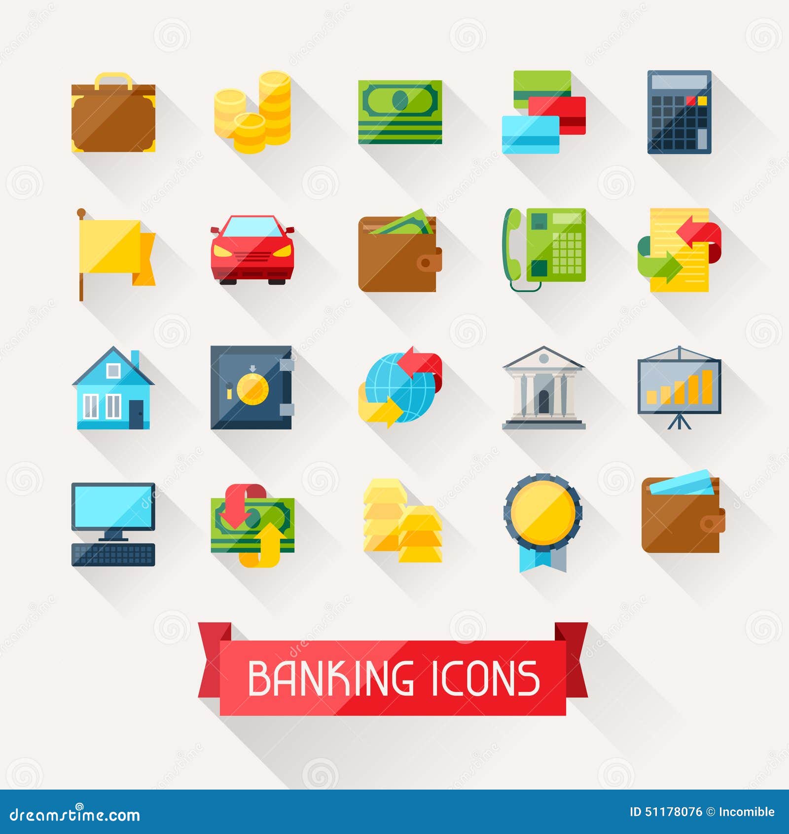 Set of Banking Icons in Flat Design Style Stock Vector - Illustration ...