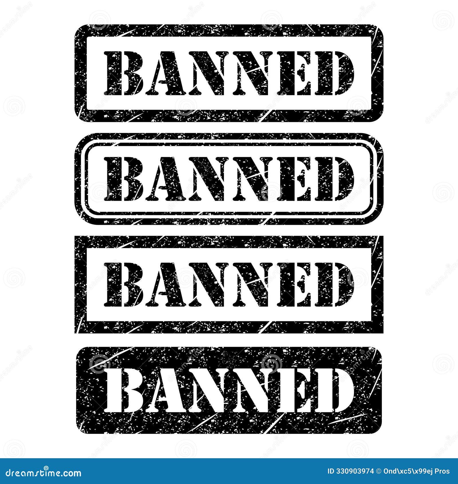 Set of Banned Stamp Symbol, Label Sticker Sign Button, Text Banner ...