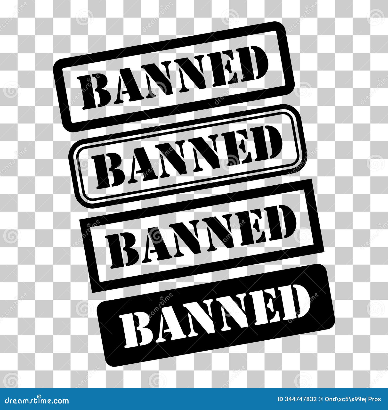 Banned Stamp Symbol, Label Sticker Sign Button, Text Banner Vector ...