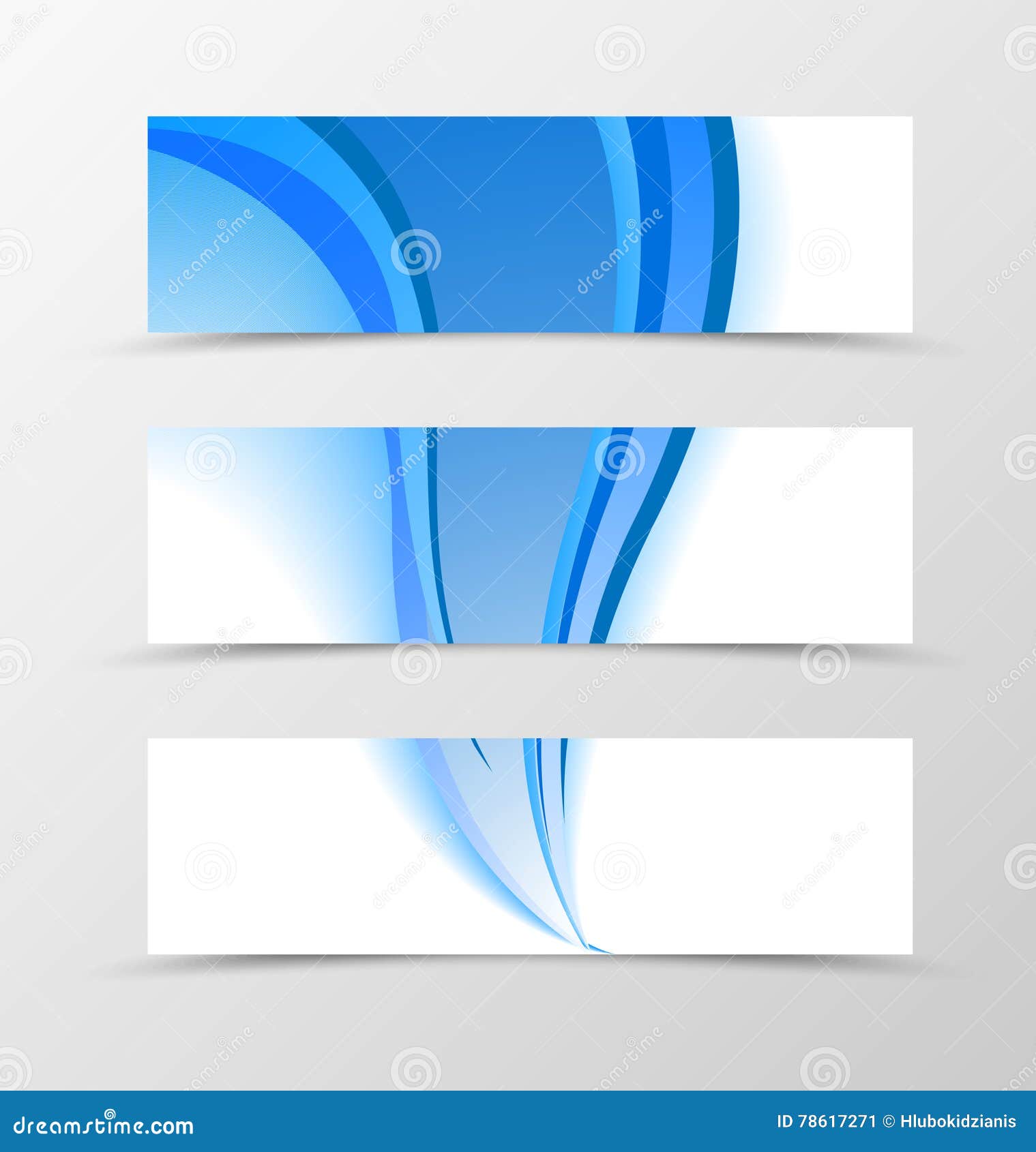 Set of Banner Blue Smooth Design Stock Illustration - Illustration of ...