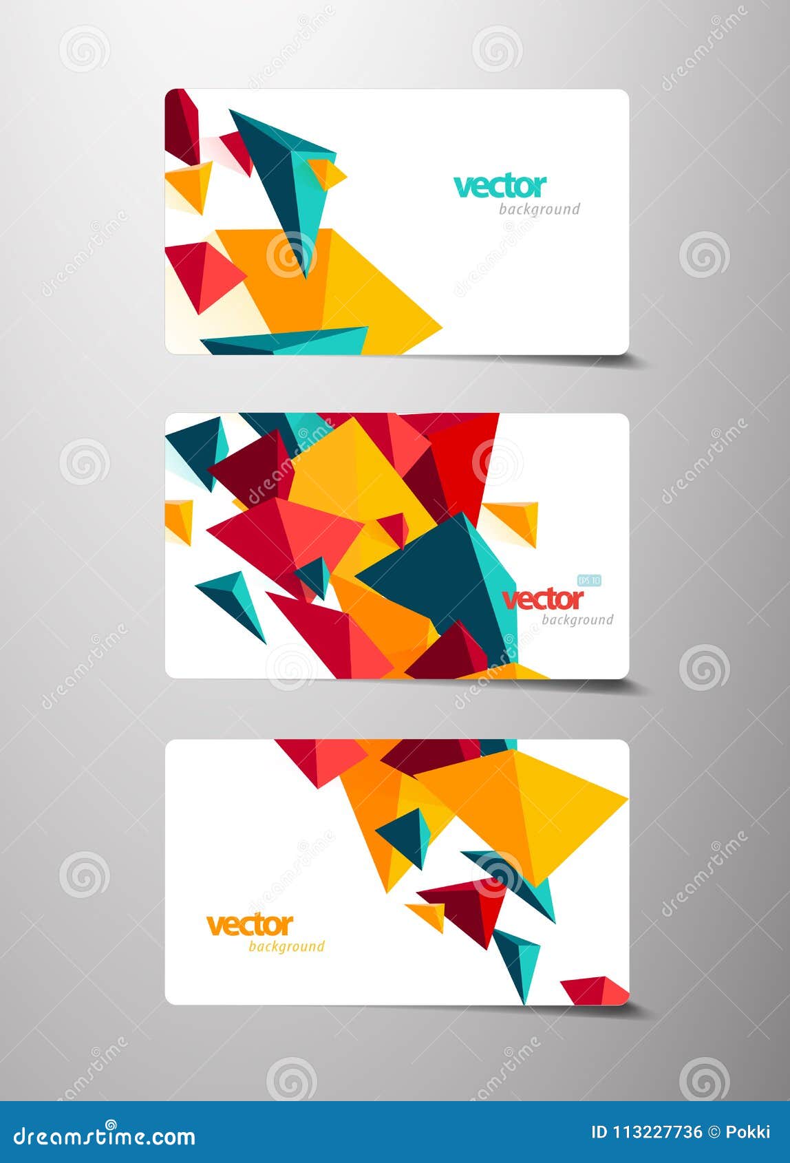 Set of 3 Banner Design Templates with Abstract Polygonal Objects Stock ...