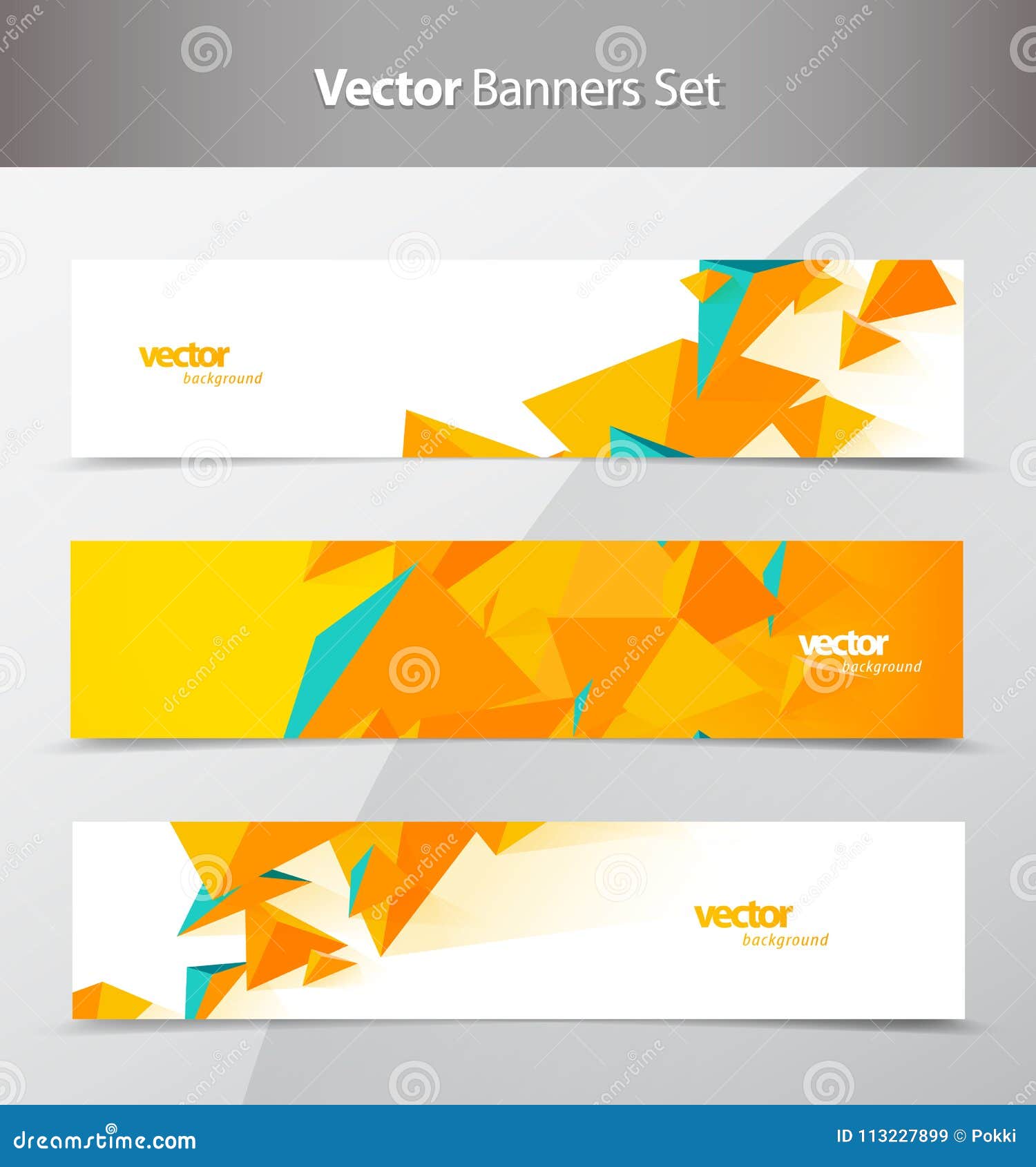 Set of 3 Banner Design Templates with Abstract Polygonal Objects Stock ...