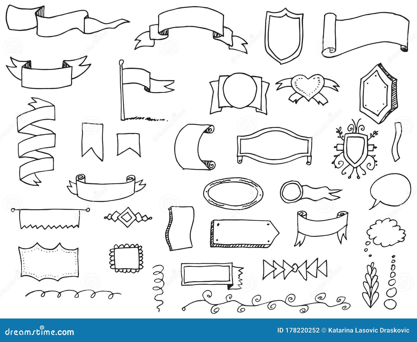 Set of Banner Doodles Isolated on White Background Stock Vector ...