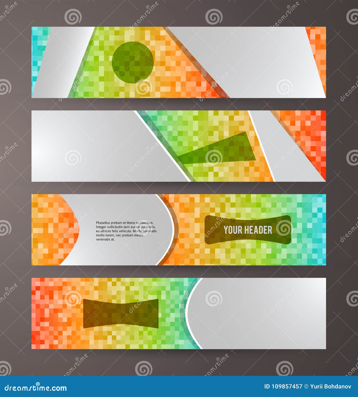 Set Banner Headline Horizontal Layout Mosaic Background04 Stock Vector ...