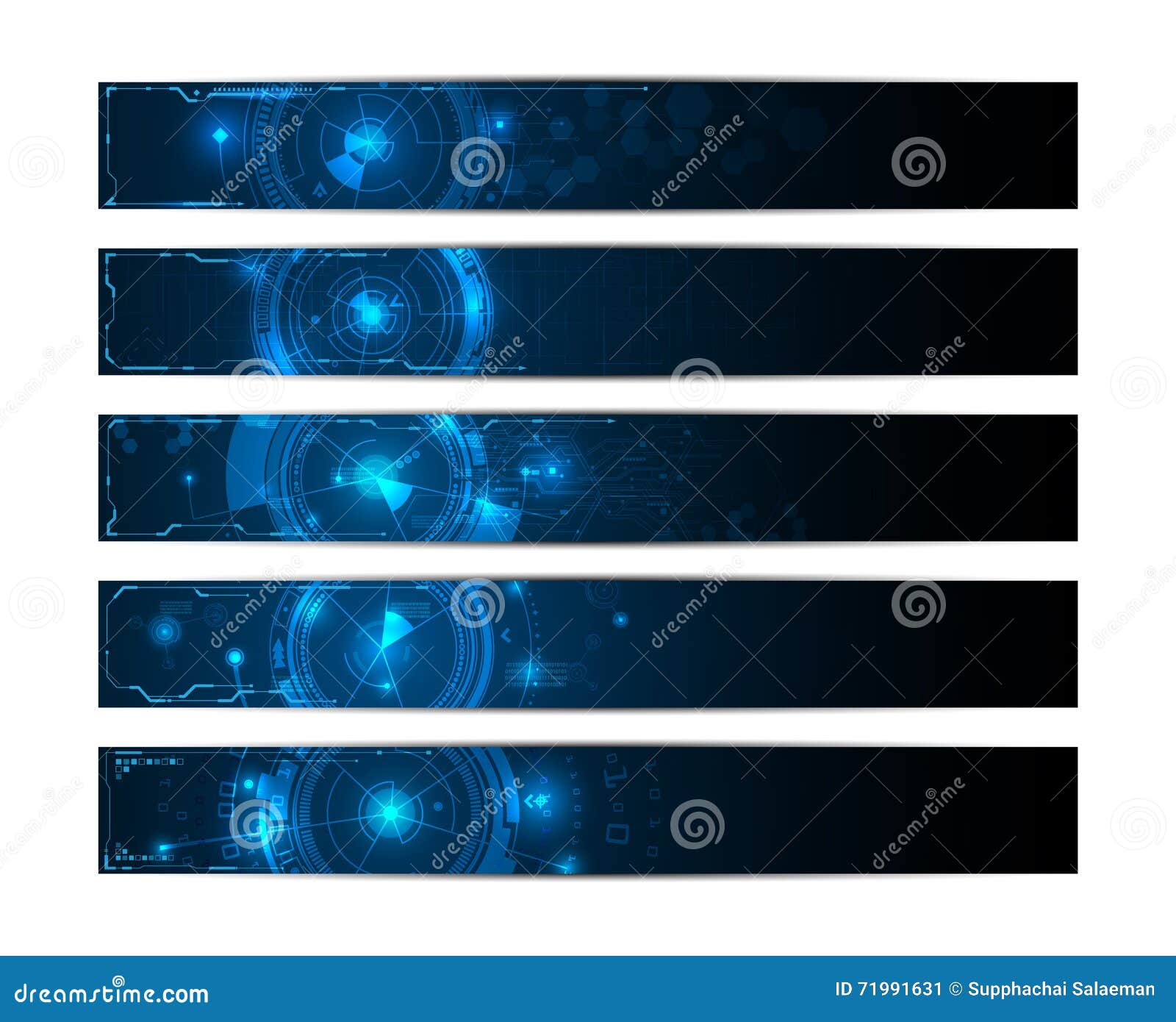 Set of 5 Banner Hi Technology Future Futuristic Design Innovation ...